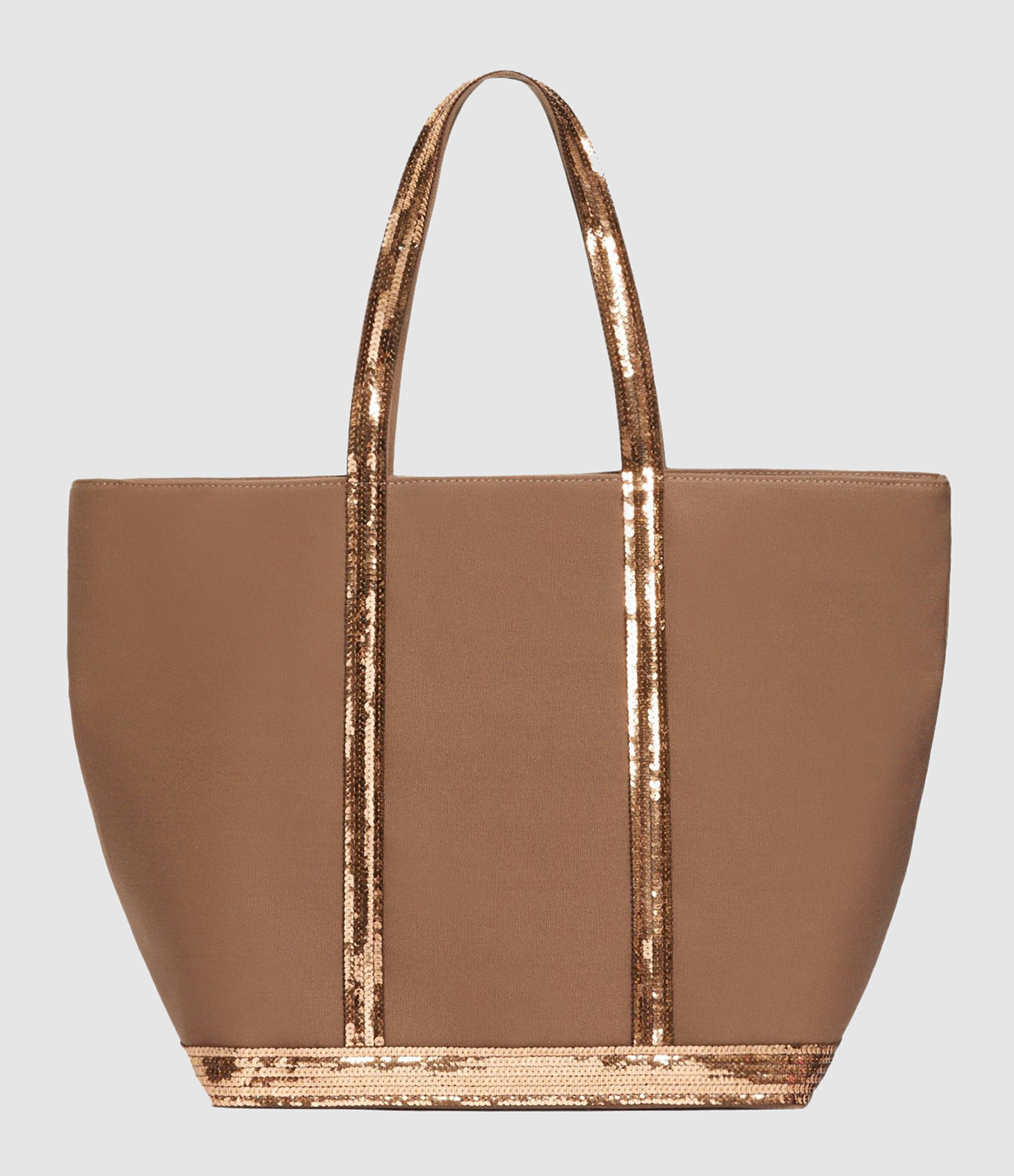 VANESSA BRUNO - Cabas L Zippé en Toile Muscade