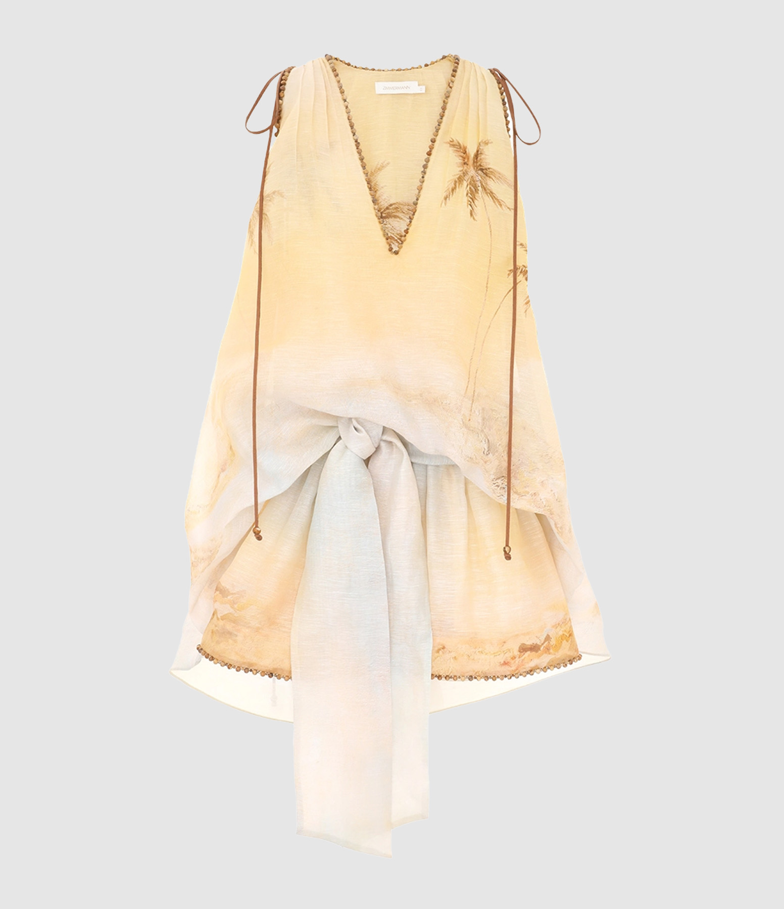 ZIMMERMANN - Mini Robe Balance Plunge Yellow Seascape