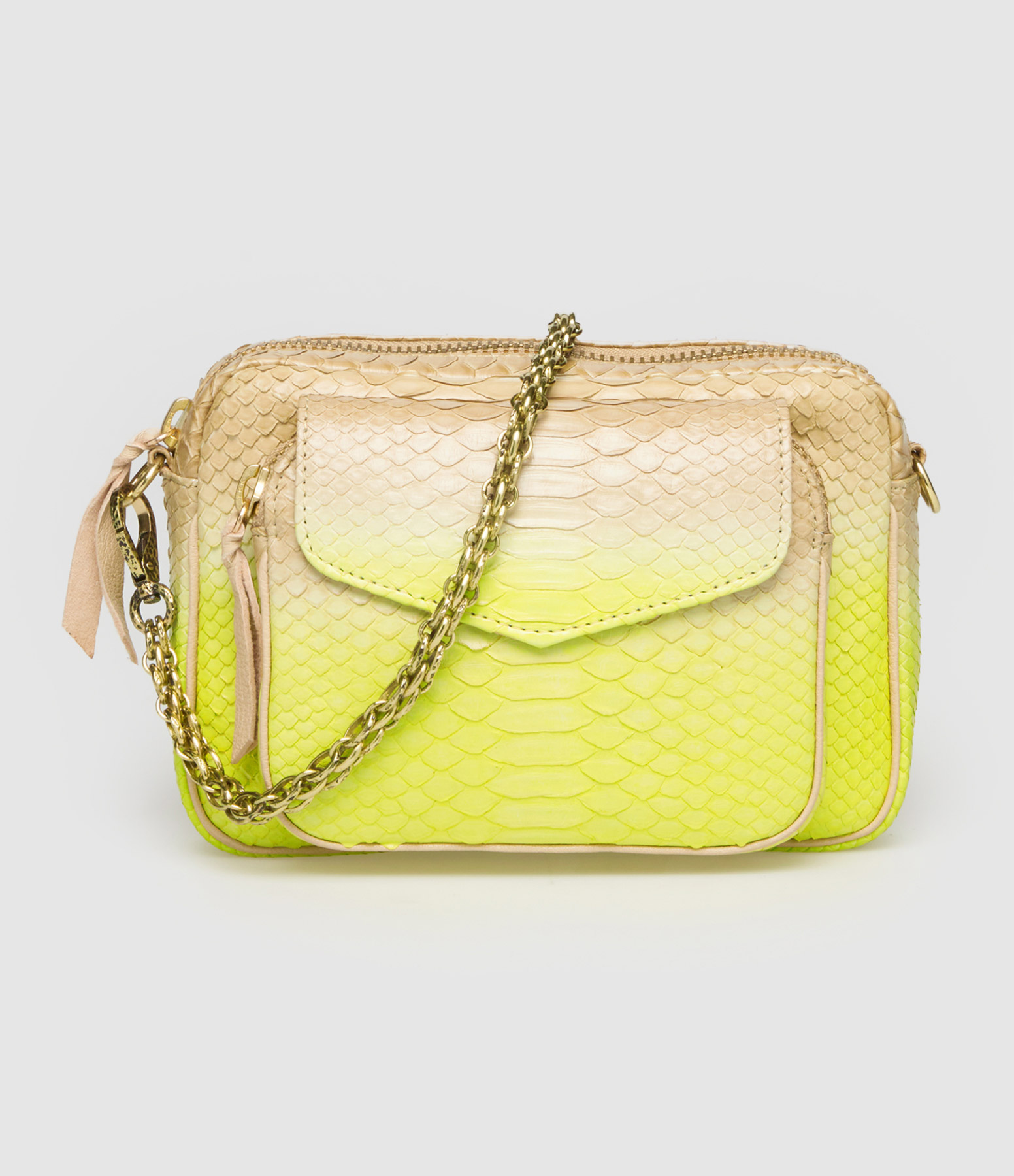 CLARIS VIROT - Sac Charly Python Jaune Mais