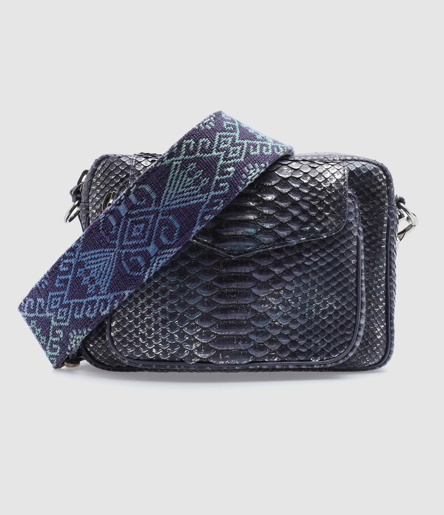 CLARIS VIROT - Sac Charly Python Bleu Glacier