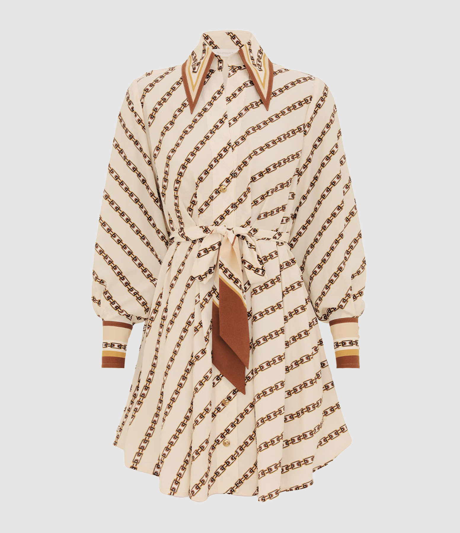 ZIMMERMANN - Robe Chemise Tuck Cream Chain