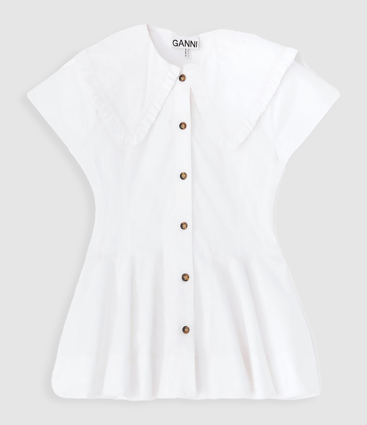 GANNI - Chemise Stretch Cotton Peter Pan Collar Bright White
