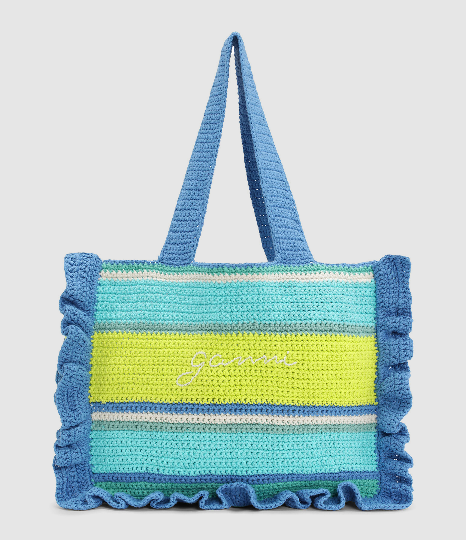 GANNI - Totebag Crochet Coton Organique Bleu