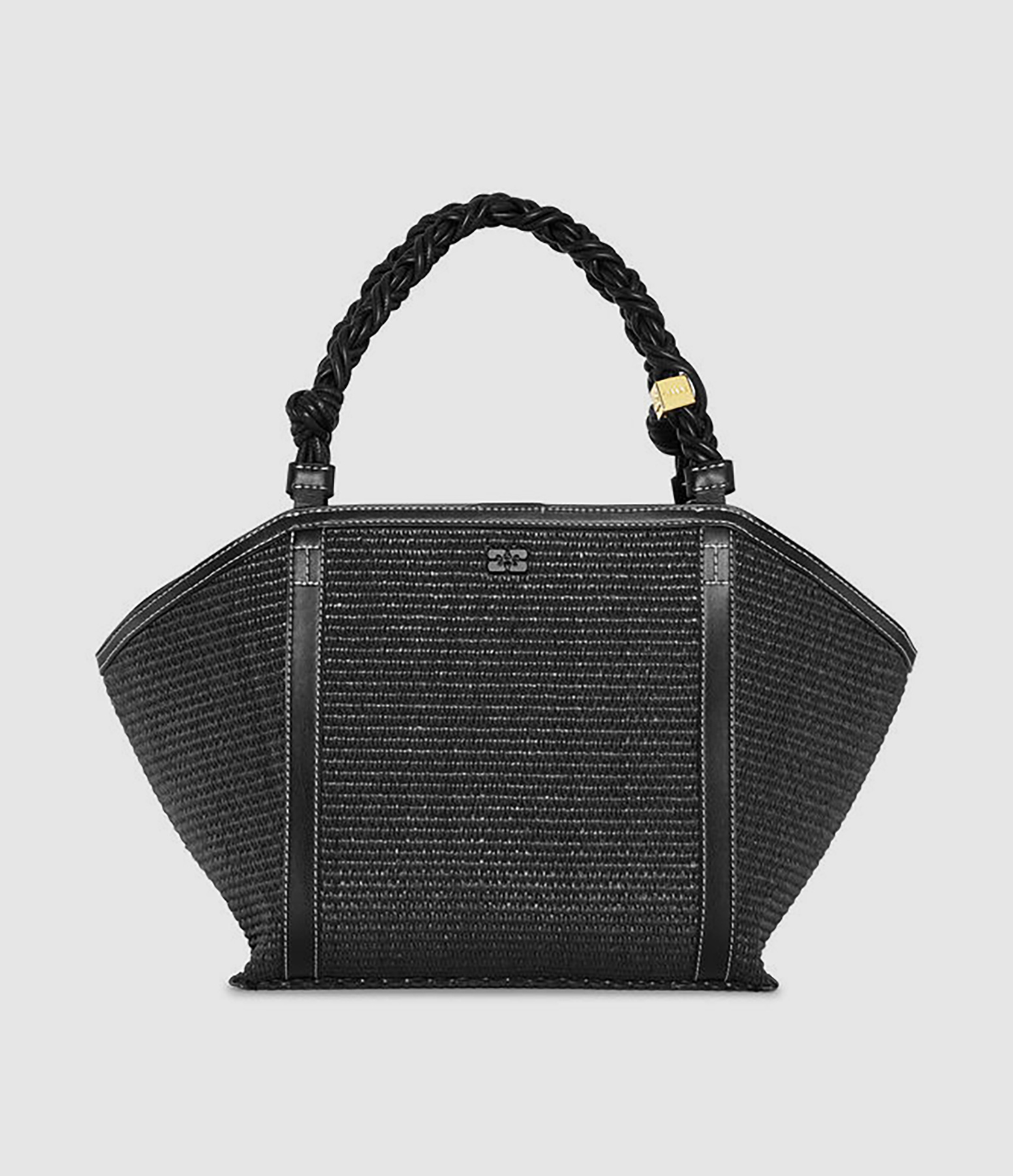 GANNI - Sac Ganni Bou Medium Tote Raffia Black