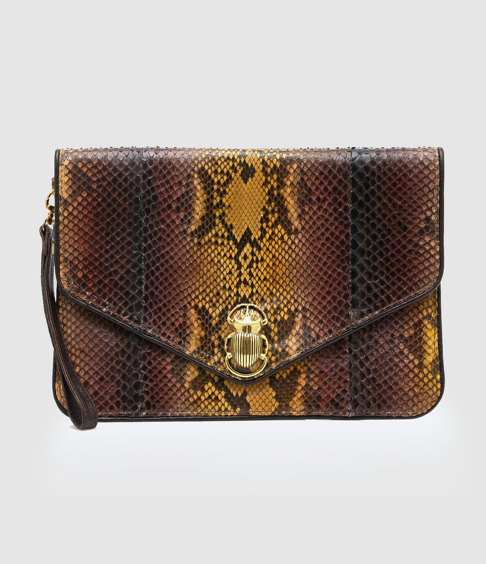 CLARIS VIROT - Pochette Python Alicia Oeil de Tigre