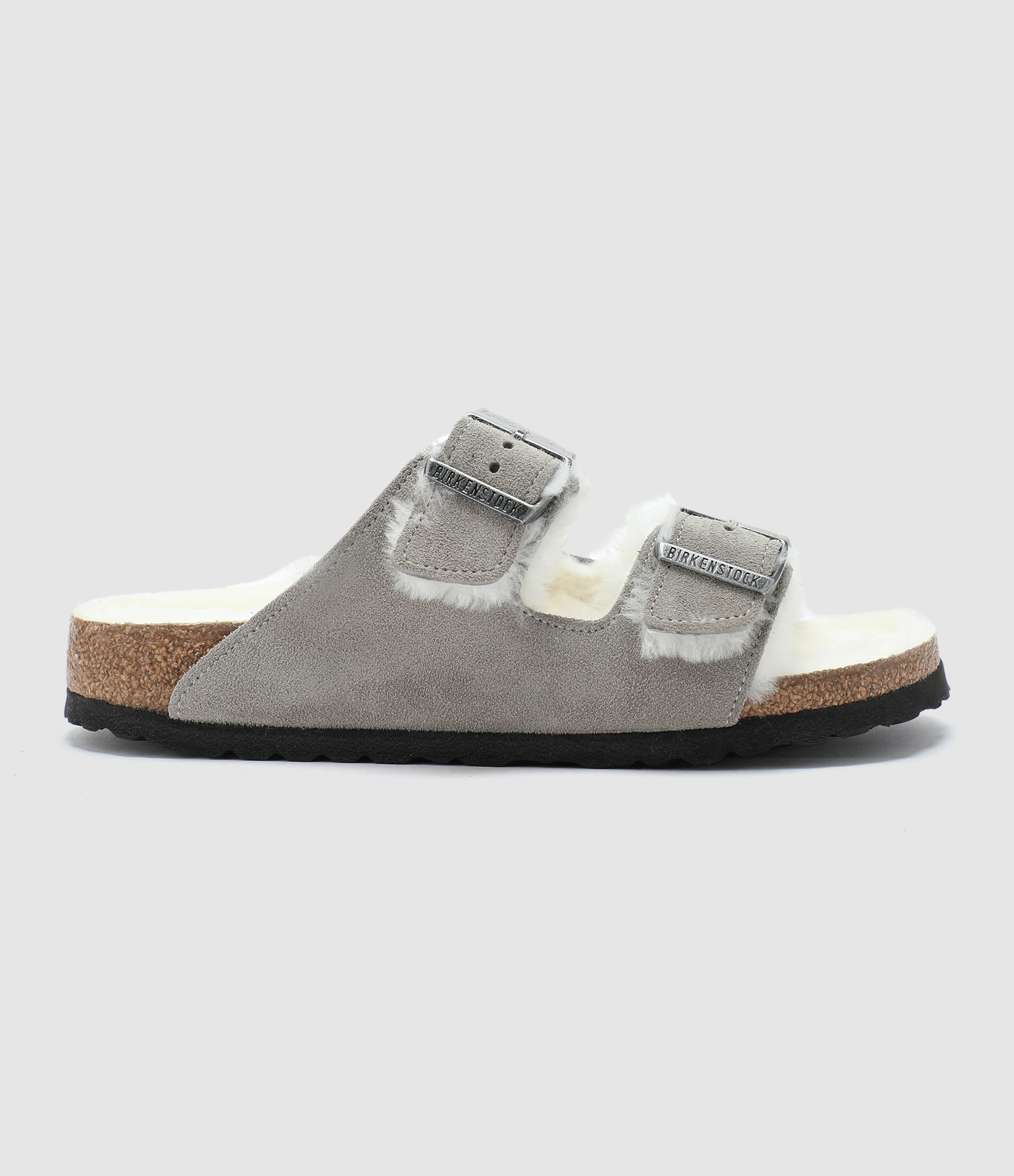 BIRKENSTOCK - Mules Arizona Fourrure Cuir Stone Coin