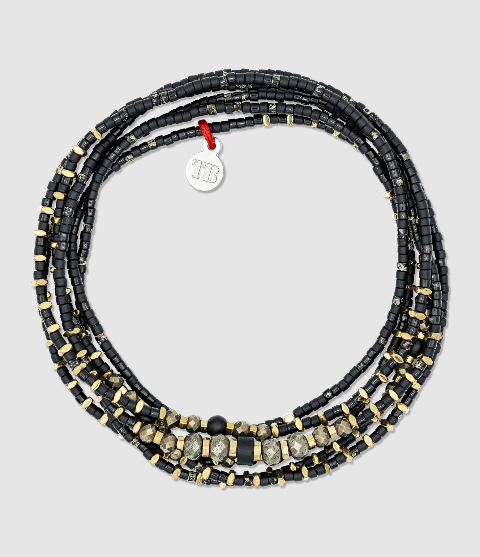 TÊTES BLONDES - Collier et Bracelet 6 Tours Black Panther Slim Noir 103cm