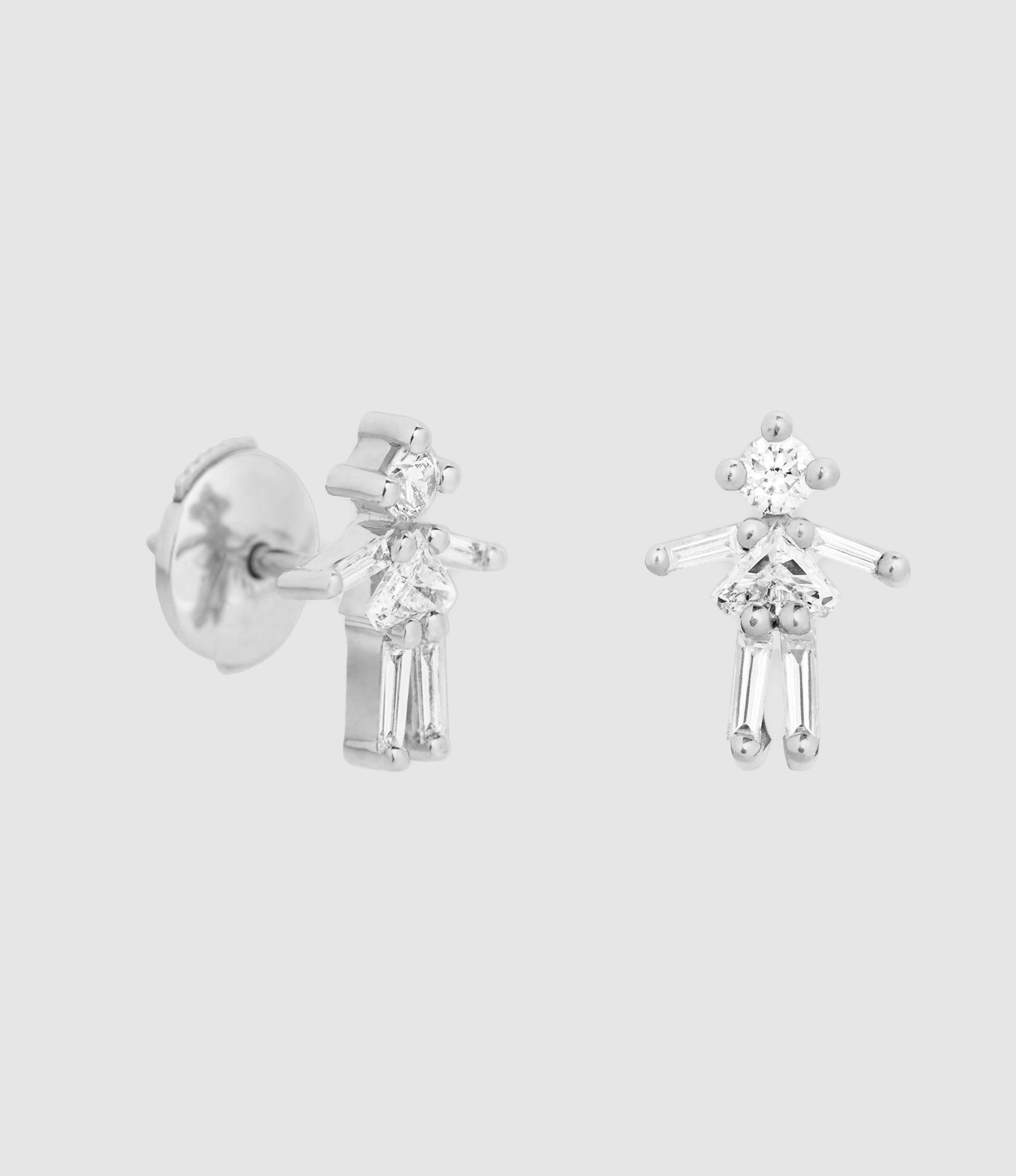 LITTLE ONES - Boucle D'Oreille Puce Fille Or Blanc