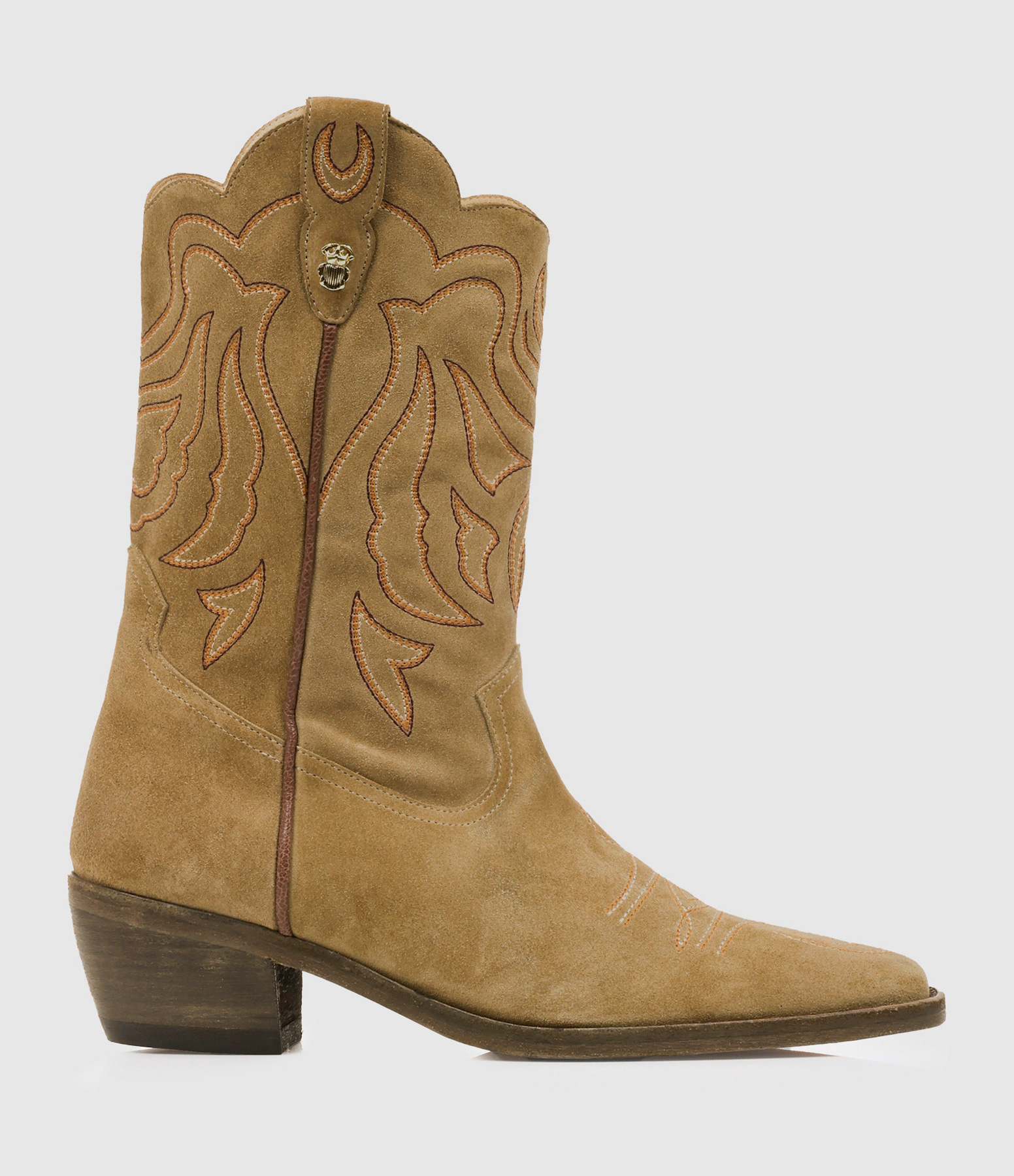 CLARIS VIROT - Bottes en Cuir Lucienne Olive Brodees