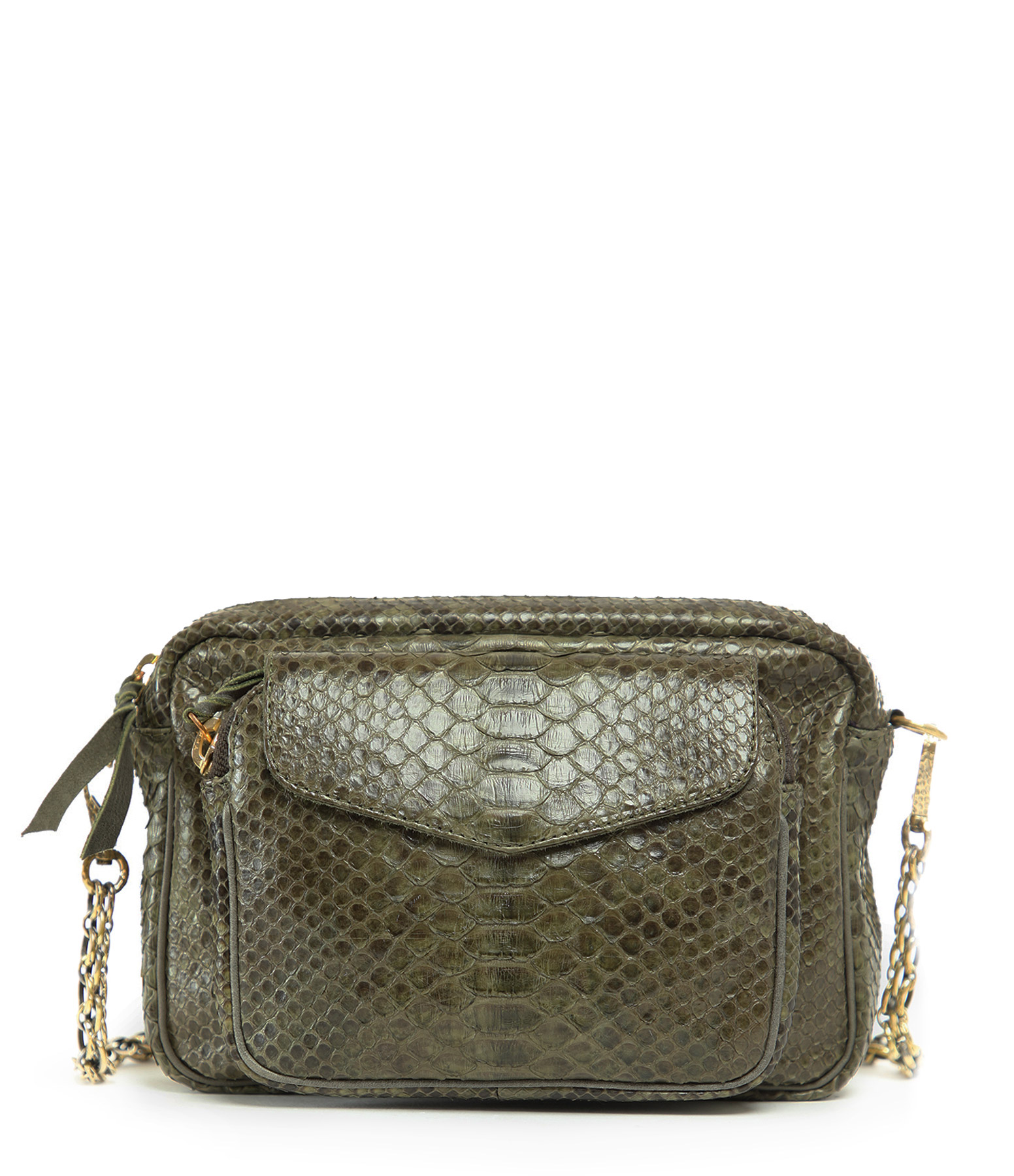 CLARIS VIROT - Sac Charly Python Dark Kaki