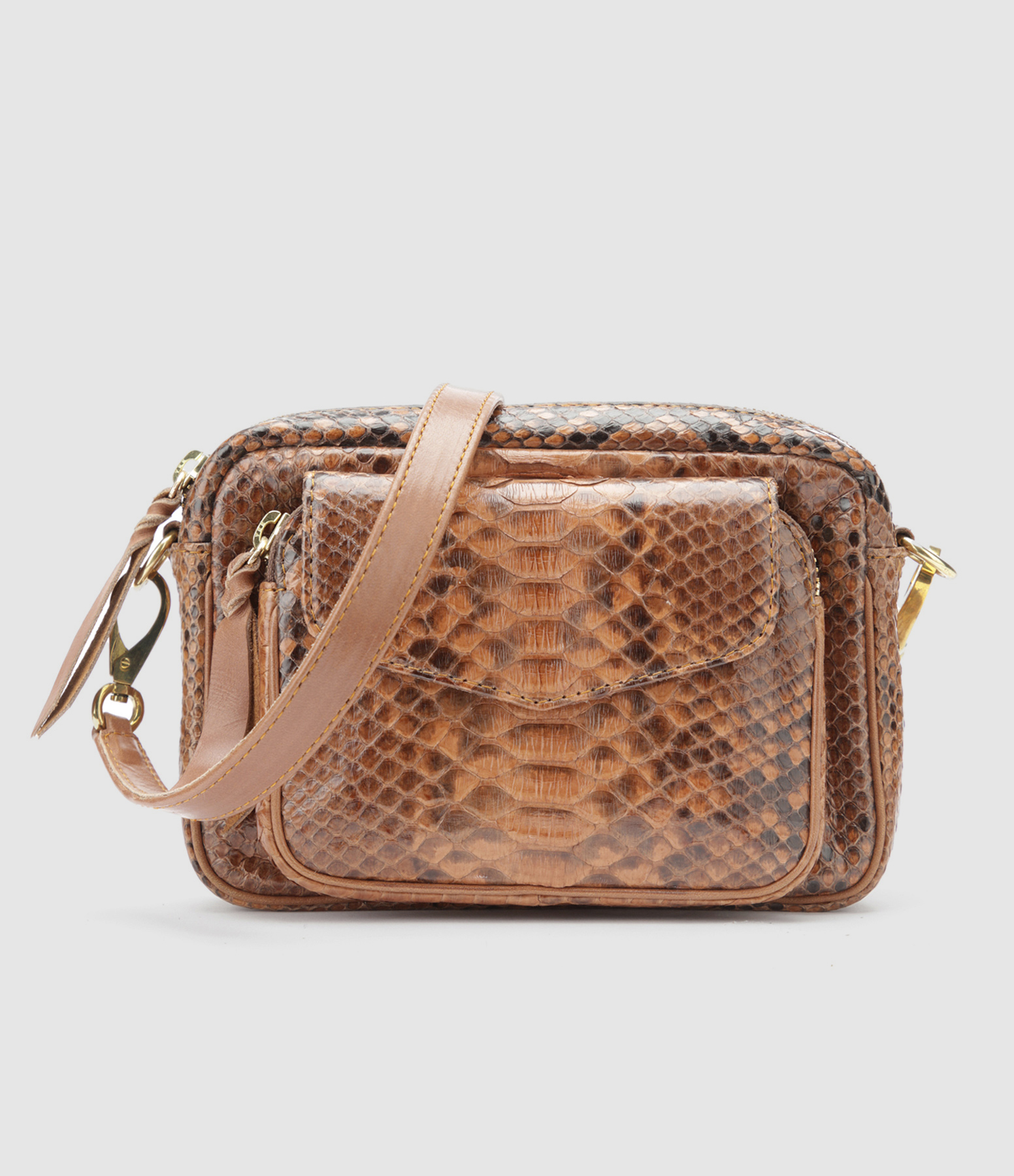 CLARIS VIROT - Sac Baby Charly Python Moka