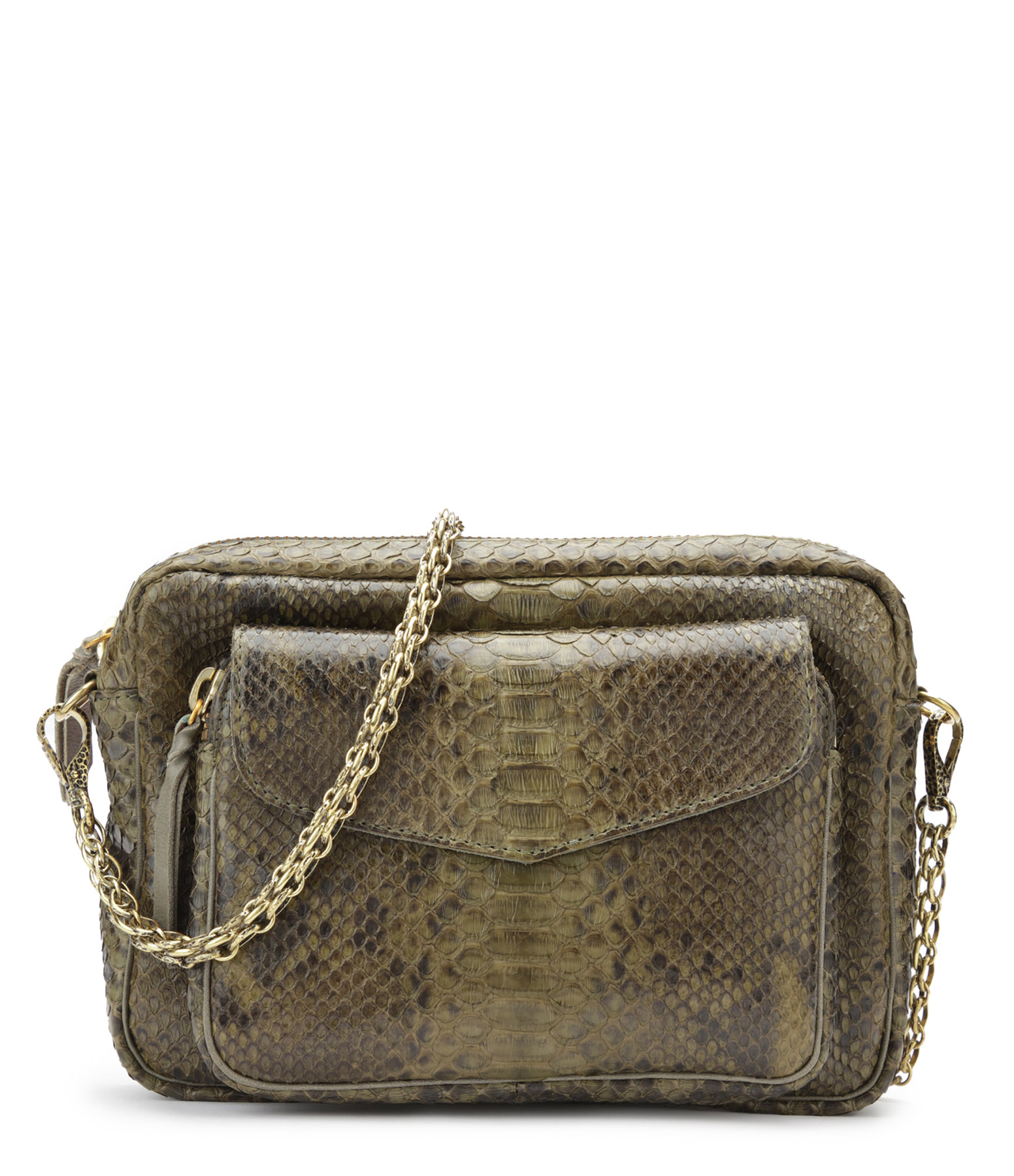 CLARIS VIROT - Sac Big Charly Python Dark Kaki