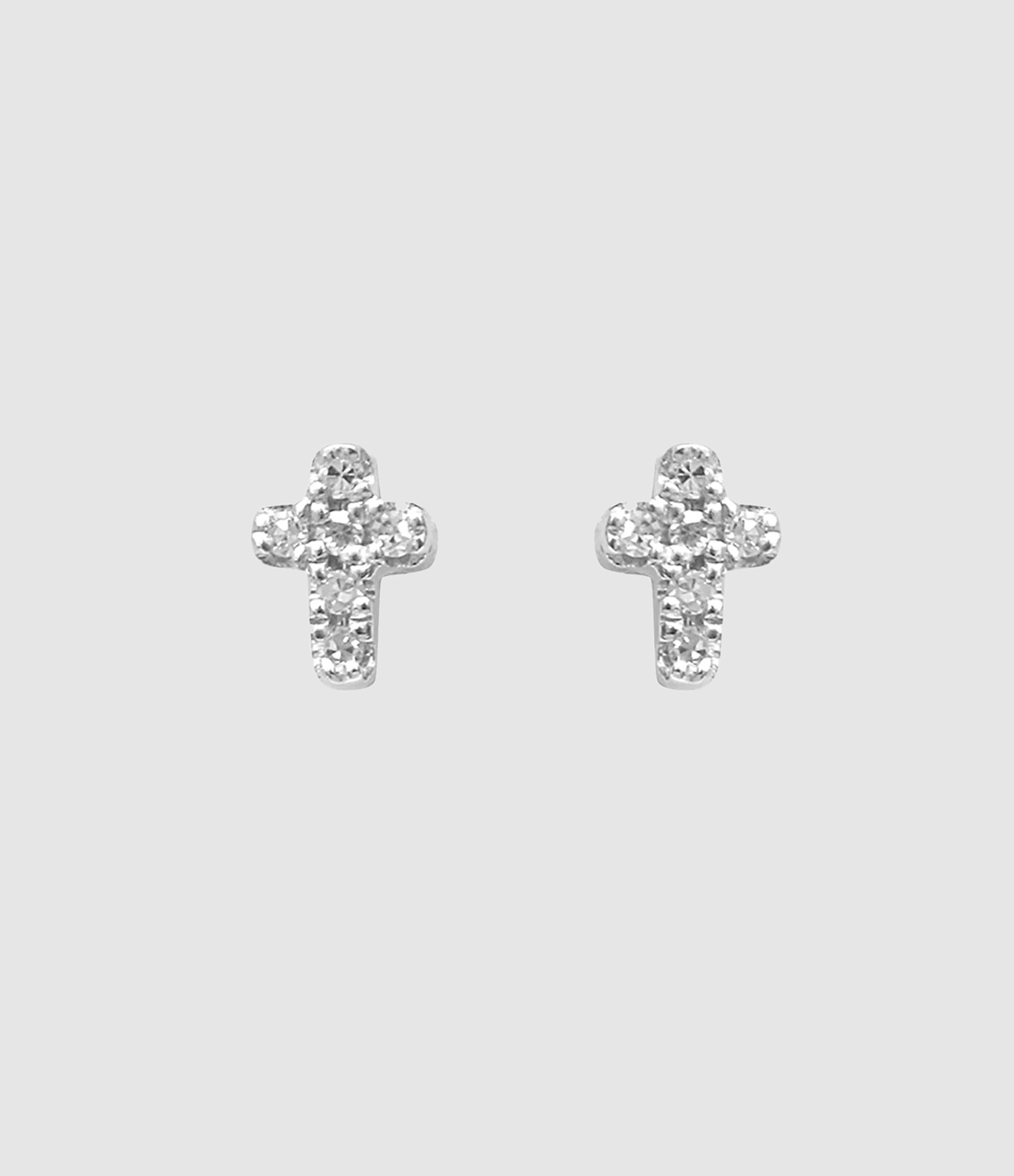 DJULA - Boucles d’oreilles Magic Touch Mini Croix Or Blanc