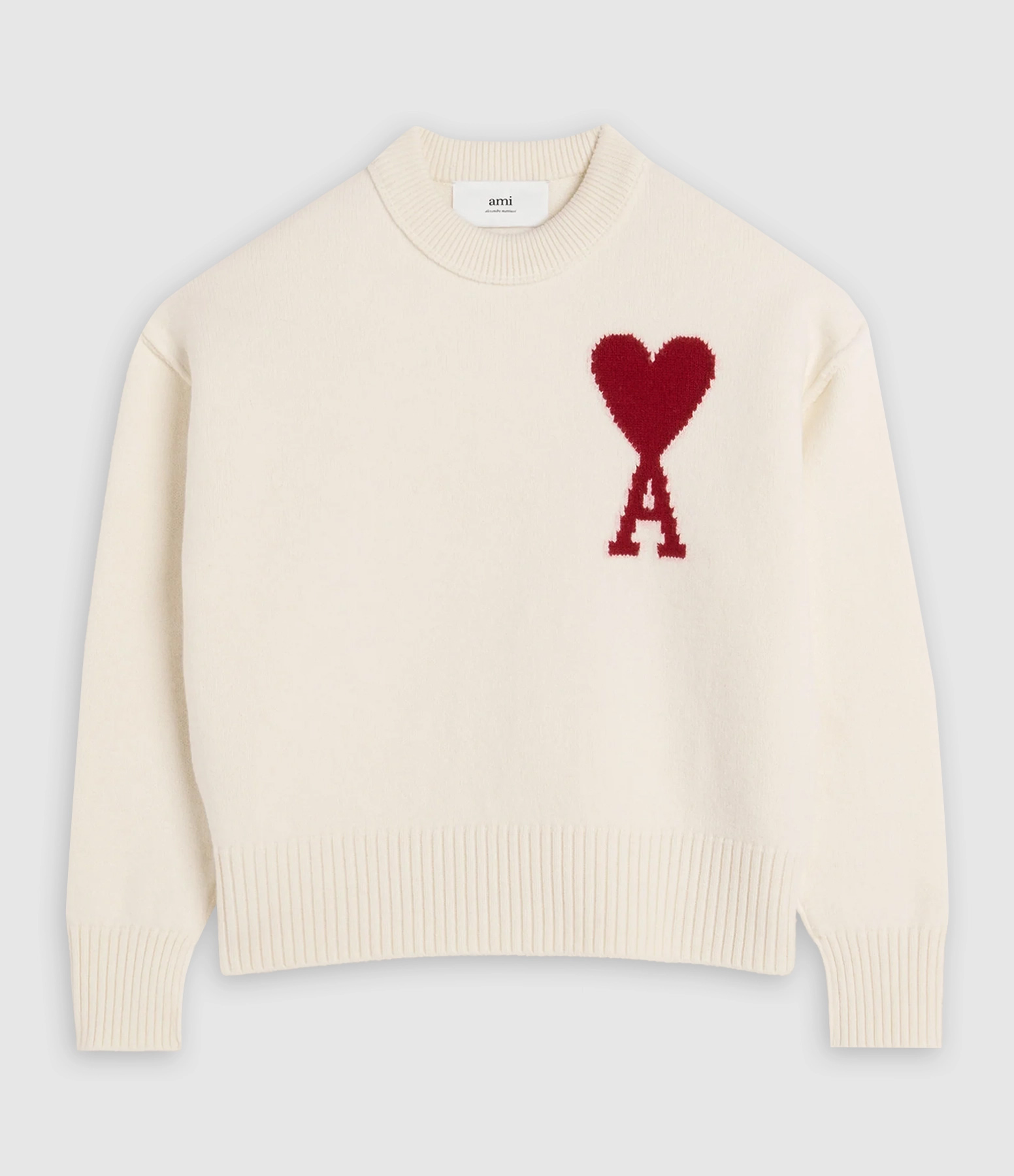 AMI PARIS - Pull Ami De Coeur Rouge Laine Multicolore