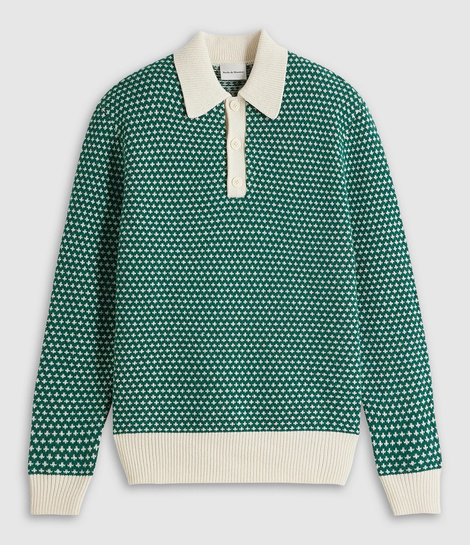 DRÔLE DE MONSIEUR - Pull La Maille Jacquard Dark Green, Capsule Le Slogan