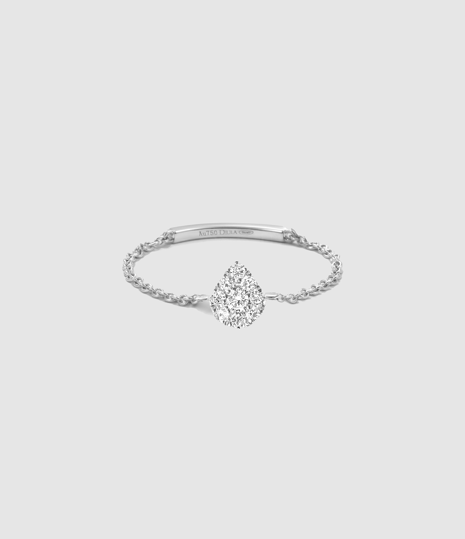 DJULA - Bague Chaîne Magic Touch Poire Diamants Or Blanc