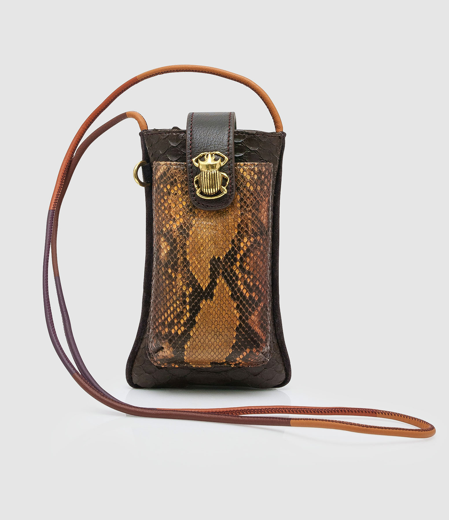 CLARIS VIROT - Etui a Telephone Python Double Marcus Oeil de Tigr