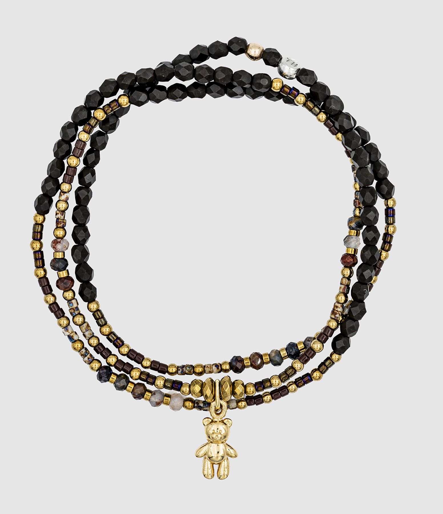 TÃŠTES BLONDES - Collier et bracelet 3 tours Doudou Dede Cacao