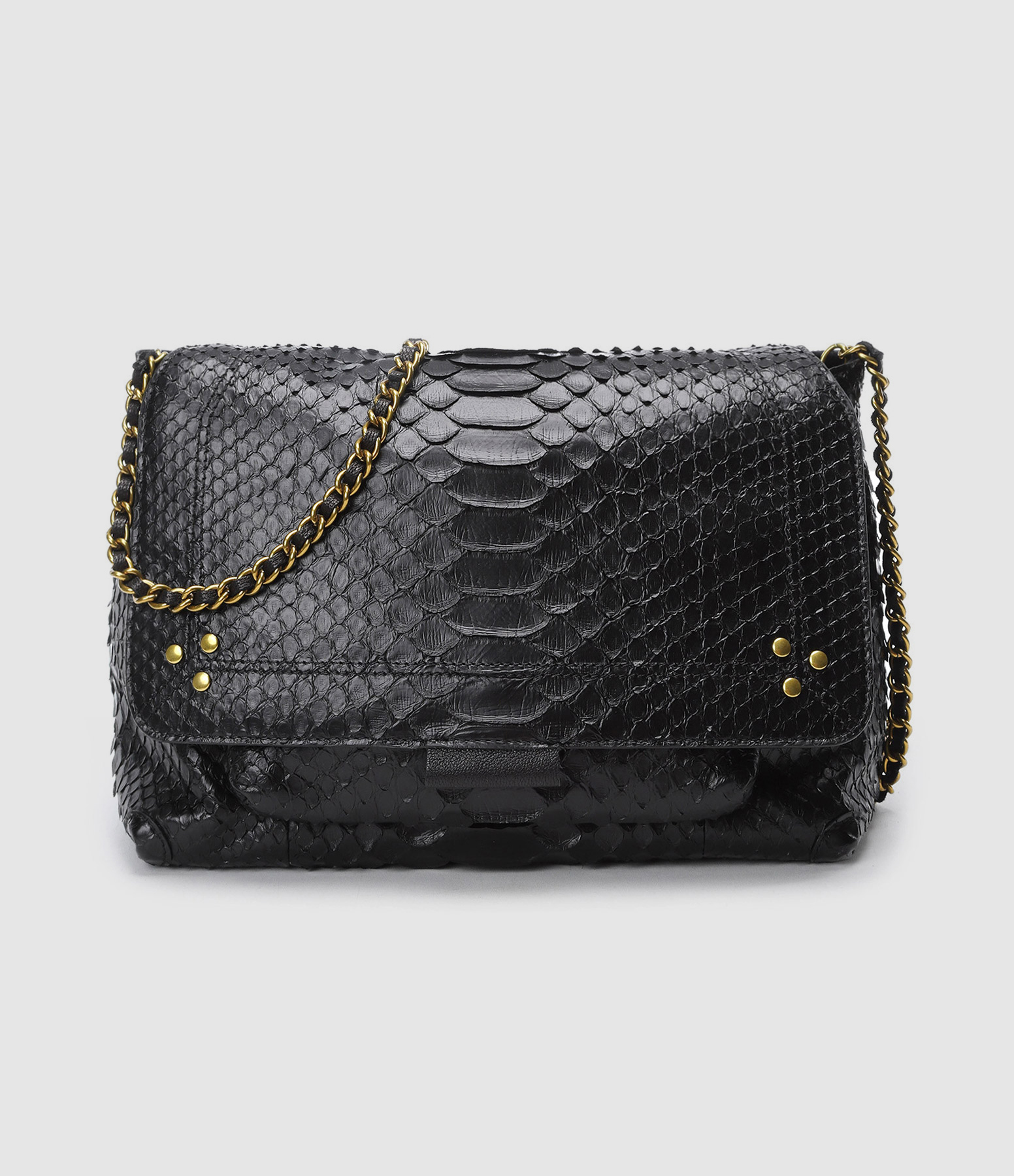 JEROME DREYFUSS - Sac Lulu M Python Agneau Chêvre Noir