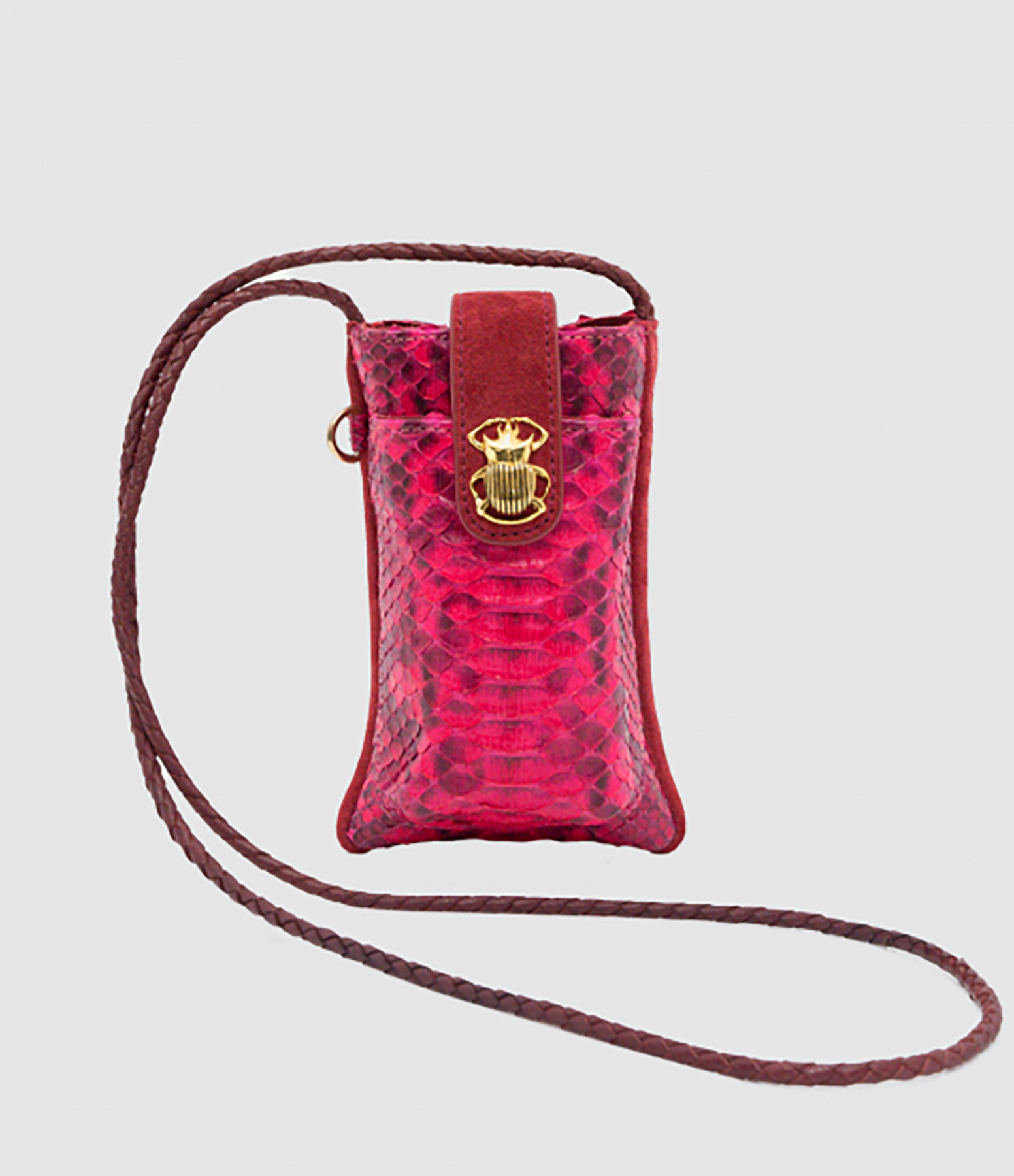 CLARIS VIROT - Étui à téléphone Double Marcus Python Celosia Rose