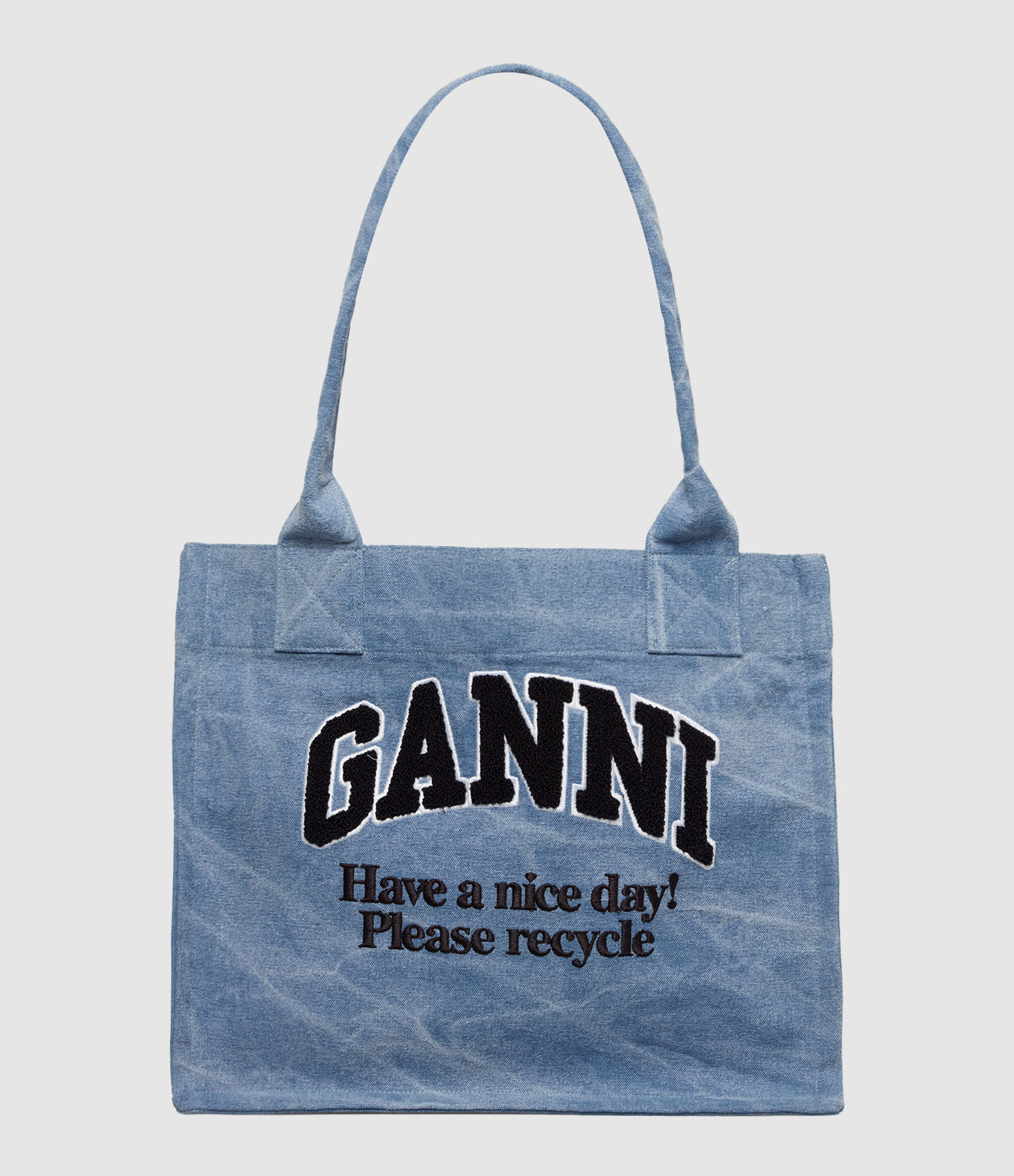 GANNI - Sac Large Easy Shopper Washed Light Blue Vintage