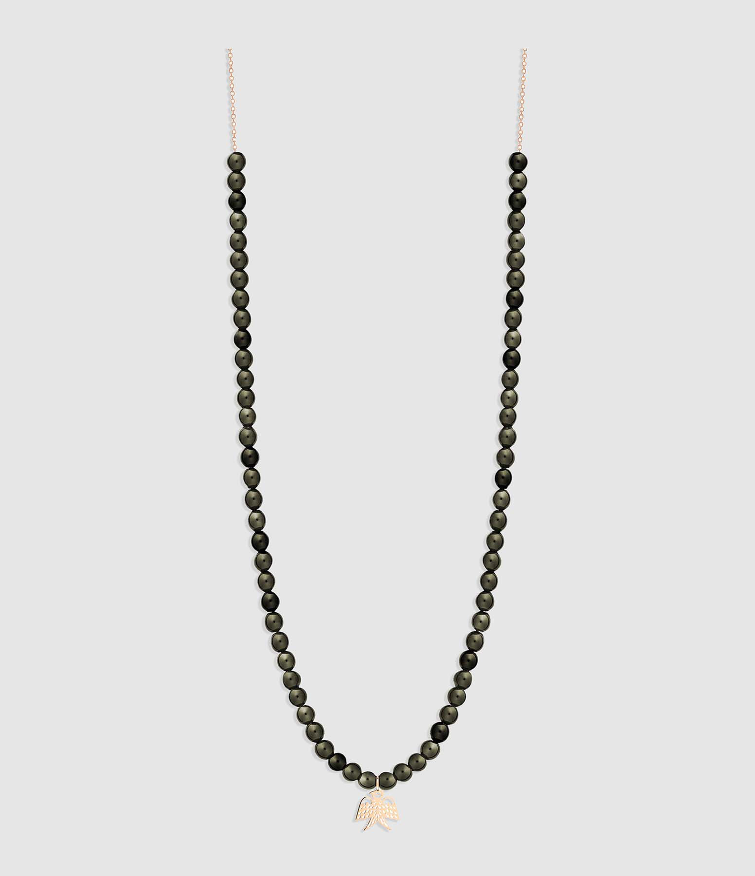 GINETTE NY - Collier Georgia Perles Obsidienne Or Rose