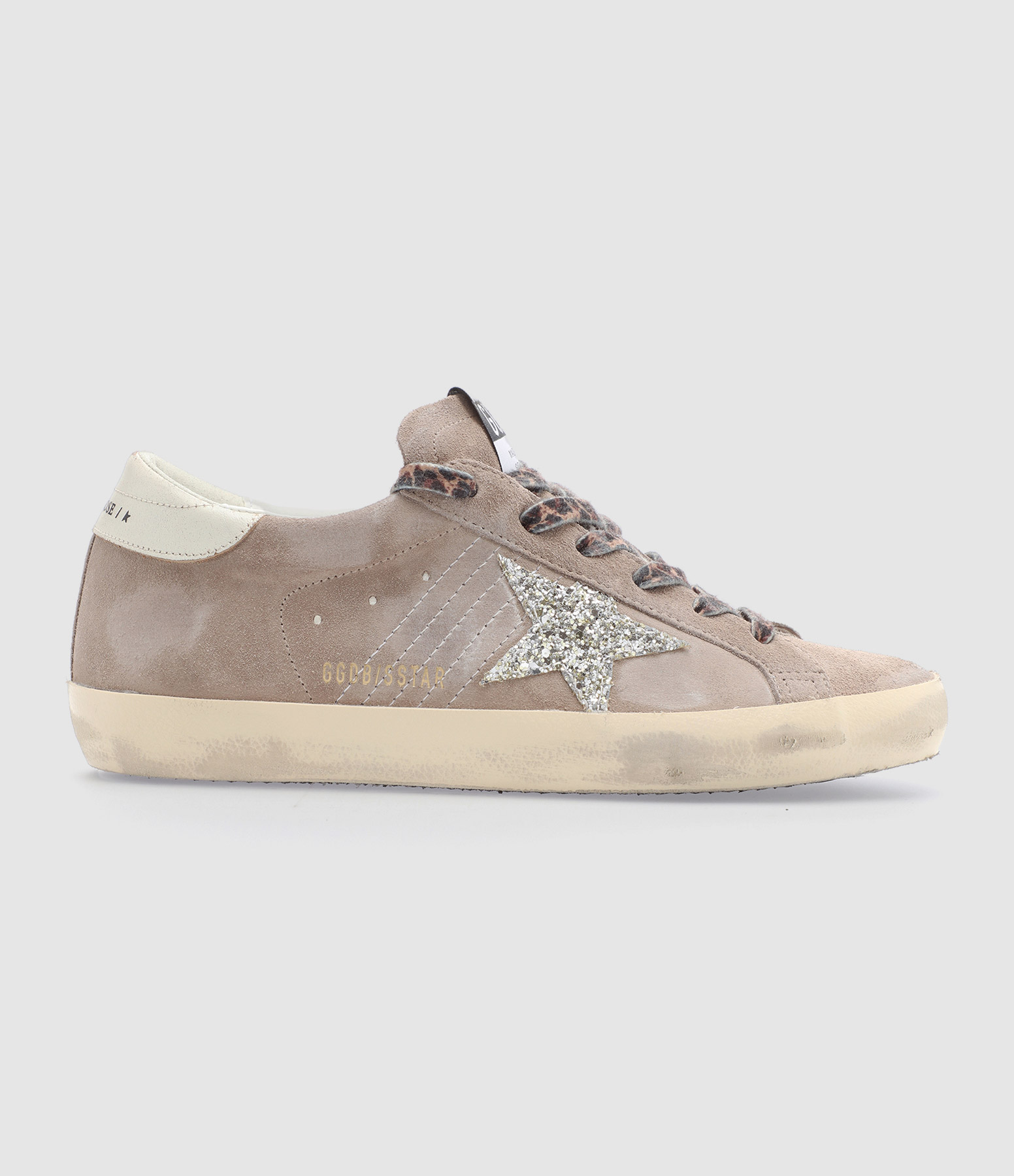GOLDEN GOOSE - Baskets Superstar Vintage Étoile Glitter Taupe Écr