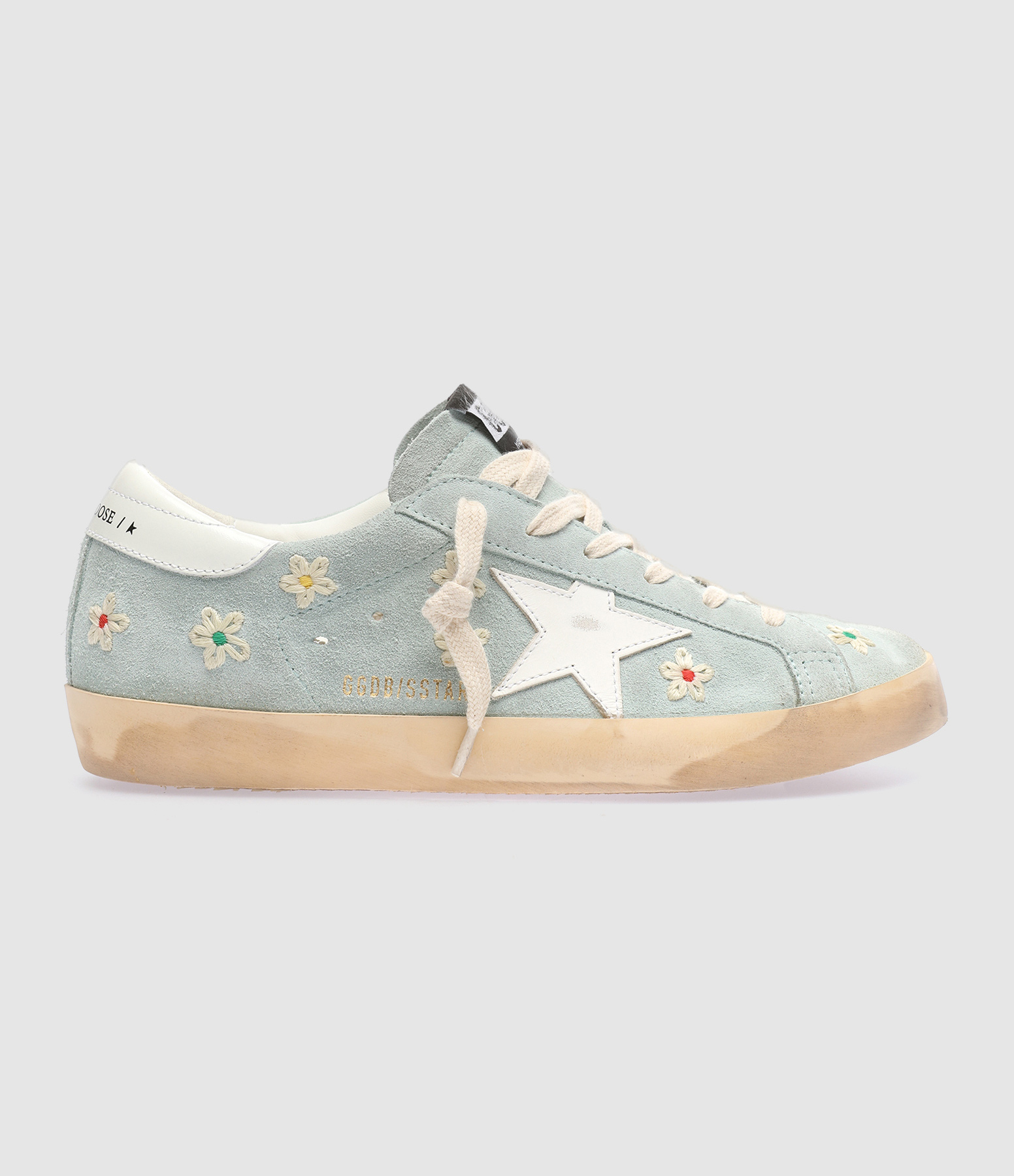 GOLDEN GOOSE - Baskets Superstar Étoile Glitter Aquamarine Blanc