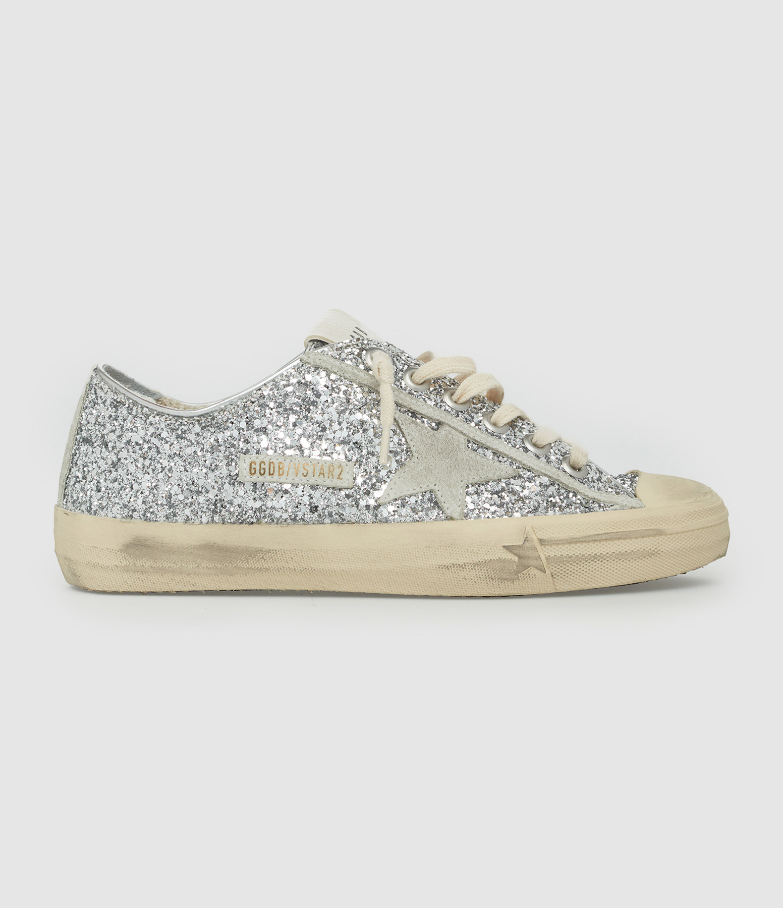 GOLDEN GOOSE - Baskets V-Star 2 Glitter Argenté Ice
