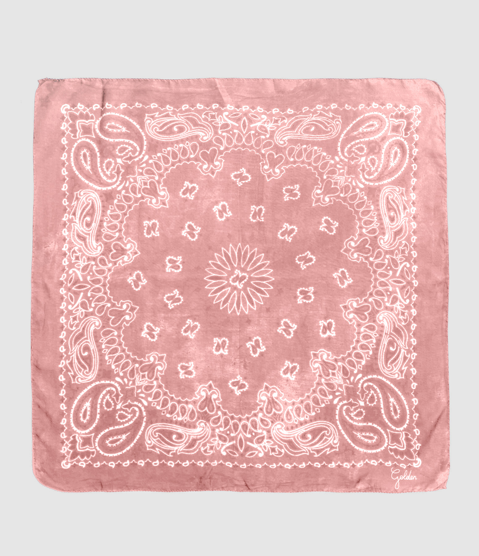 GOLDEN GOOSE - Foulard Golden Soie Imprimé Bandana Rose Antique