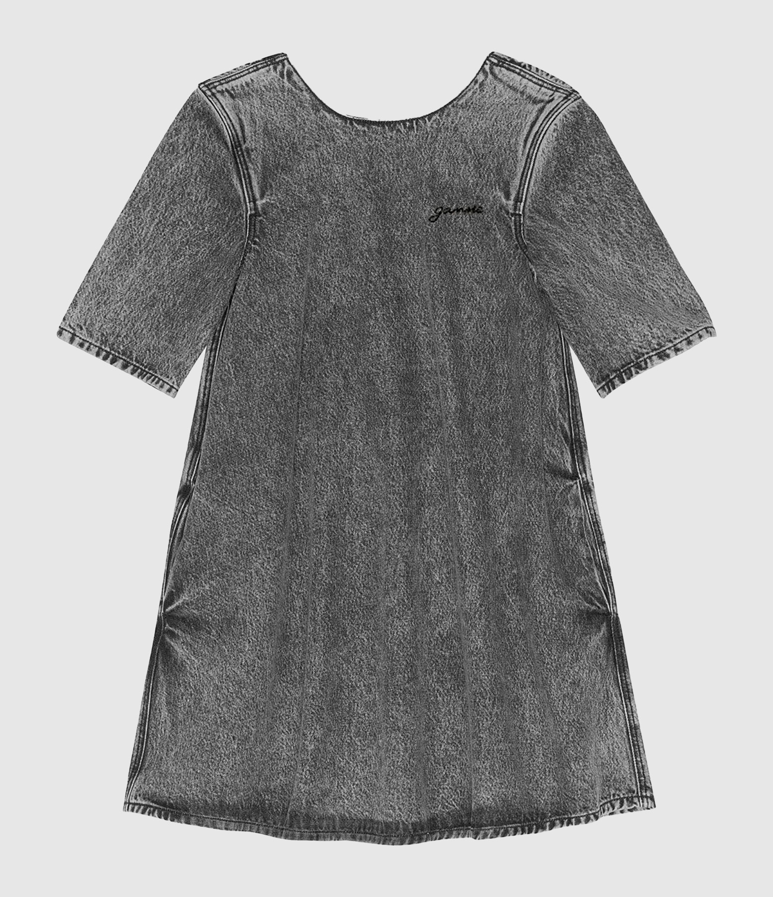 GANNI - Robe Mini Snow Washed Denim Black Washed