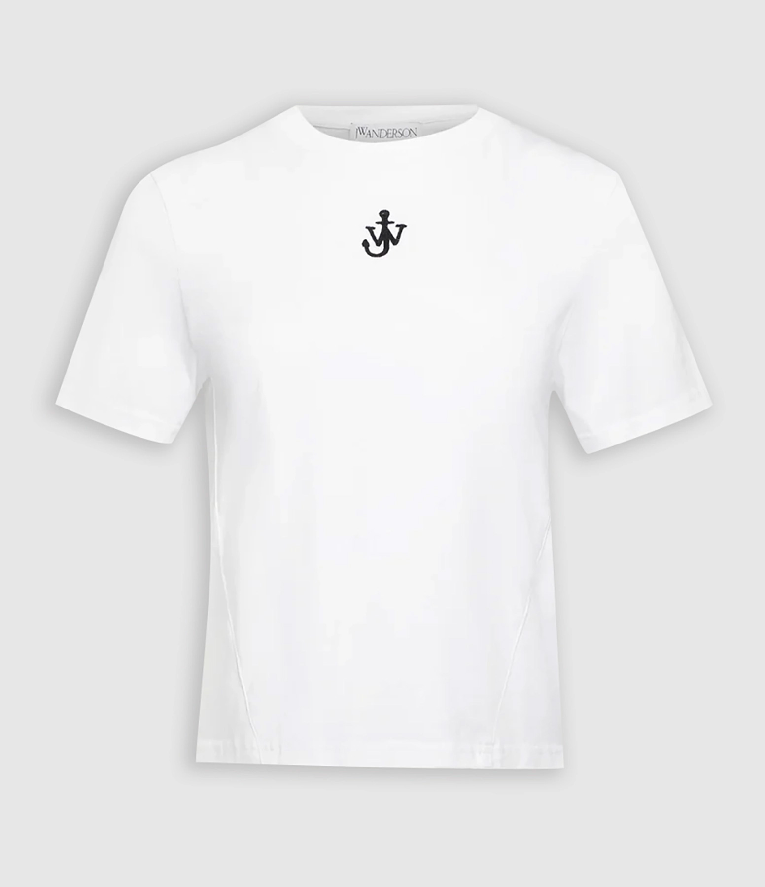 JW ANDERSON - Tee Shirt Anchor Embroidery Panelled Cropped White