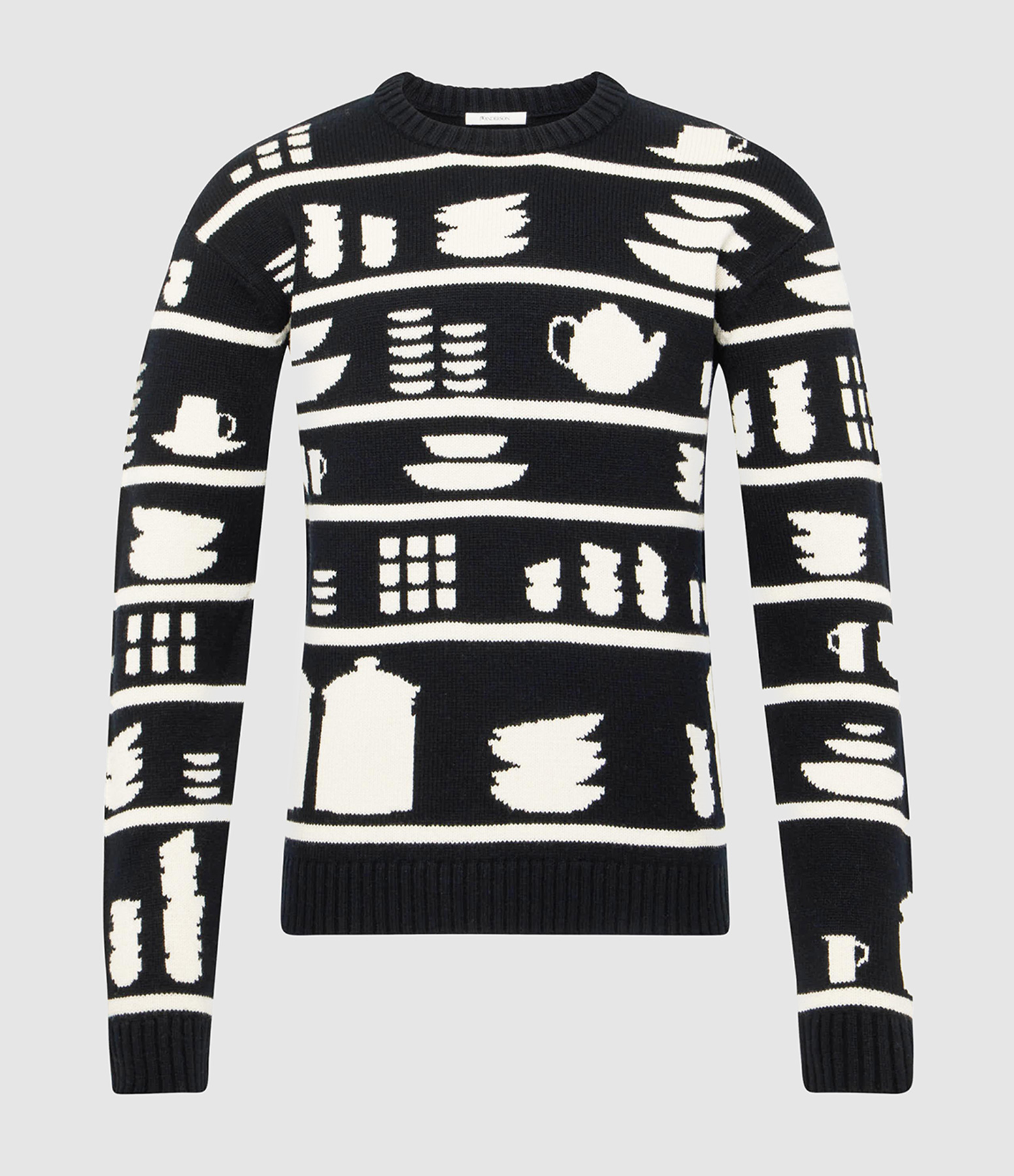 JW ANDERSON - Pull Crockery Jacquard Black White