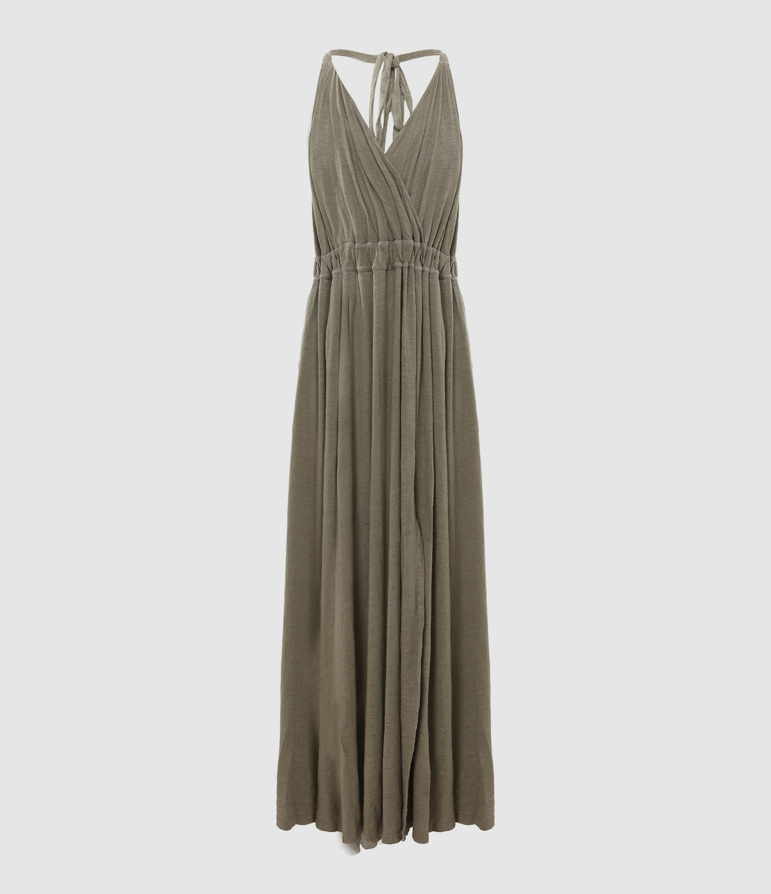 MAJESTIC FILATURES - Robe Longue Lin Militaire