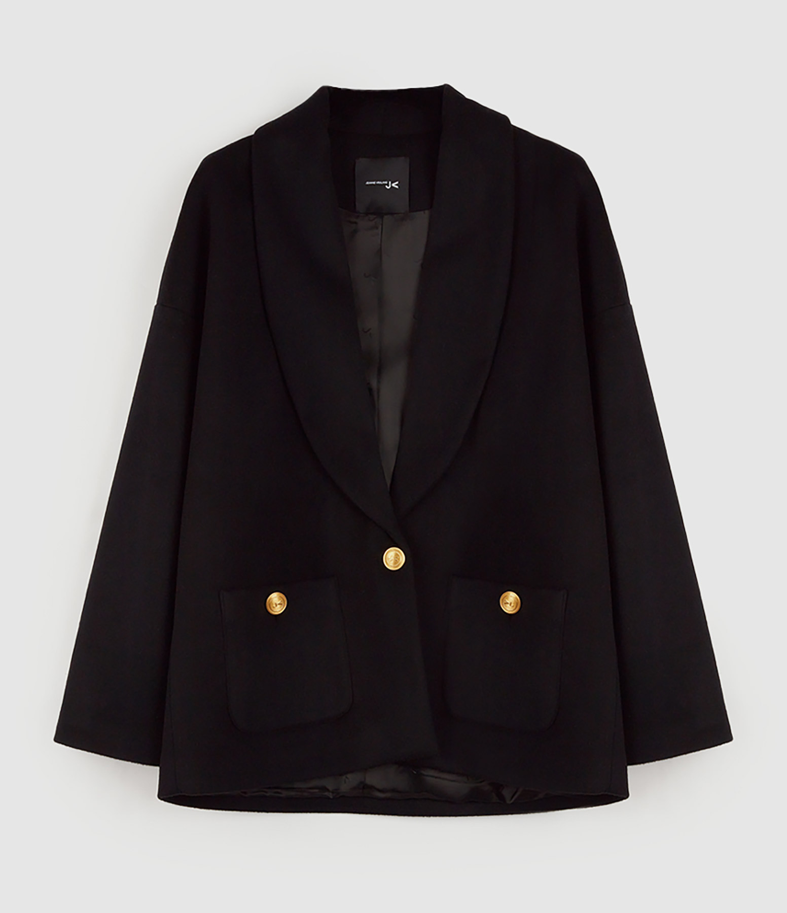 JEANNE VOULAND - Manteau Malbe Bouton Doré Laine Cachemire Noir