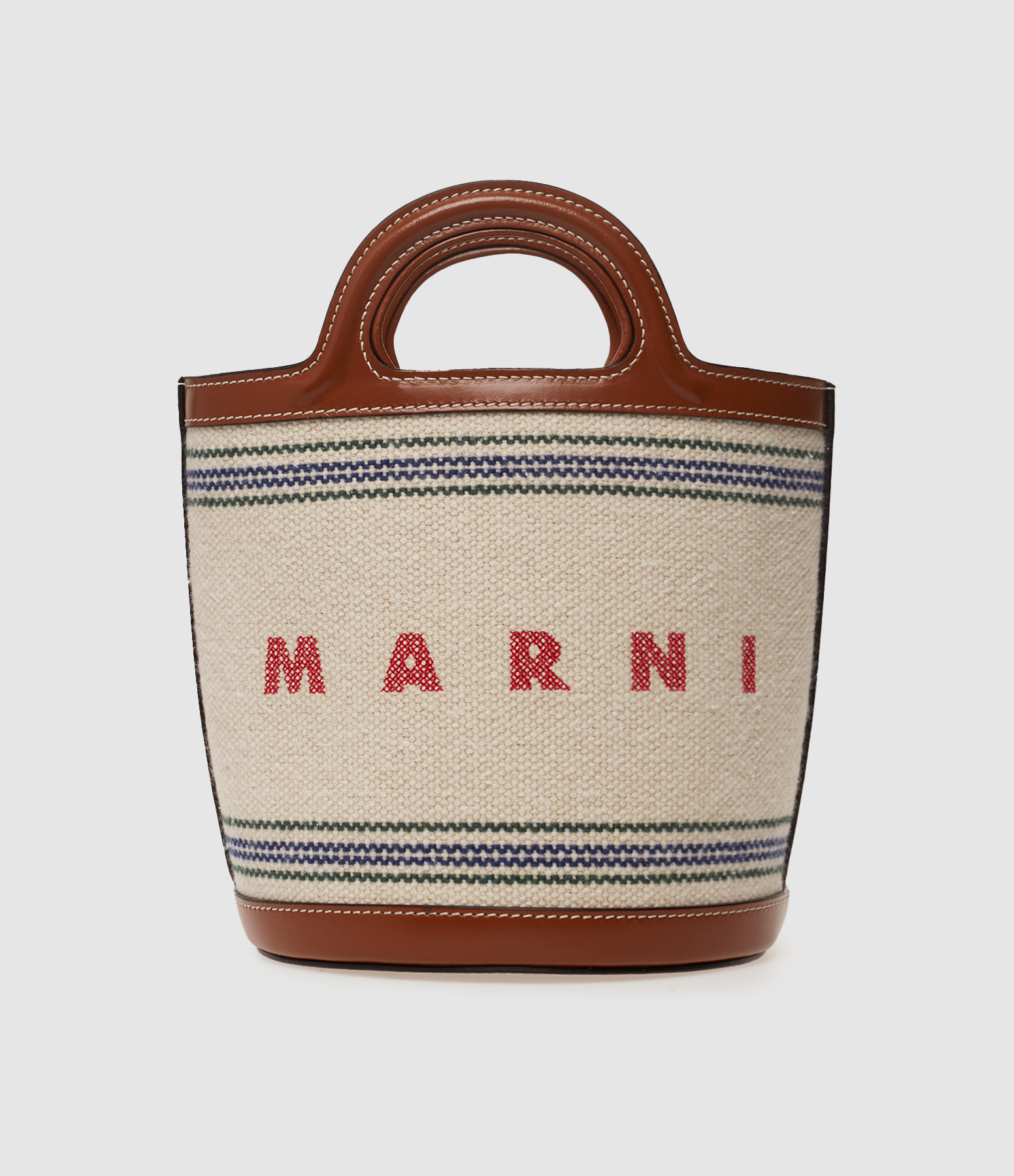 MARNI - Sac Tropicalia Mini Bucket Natural Moka