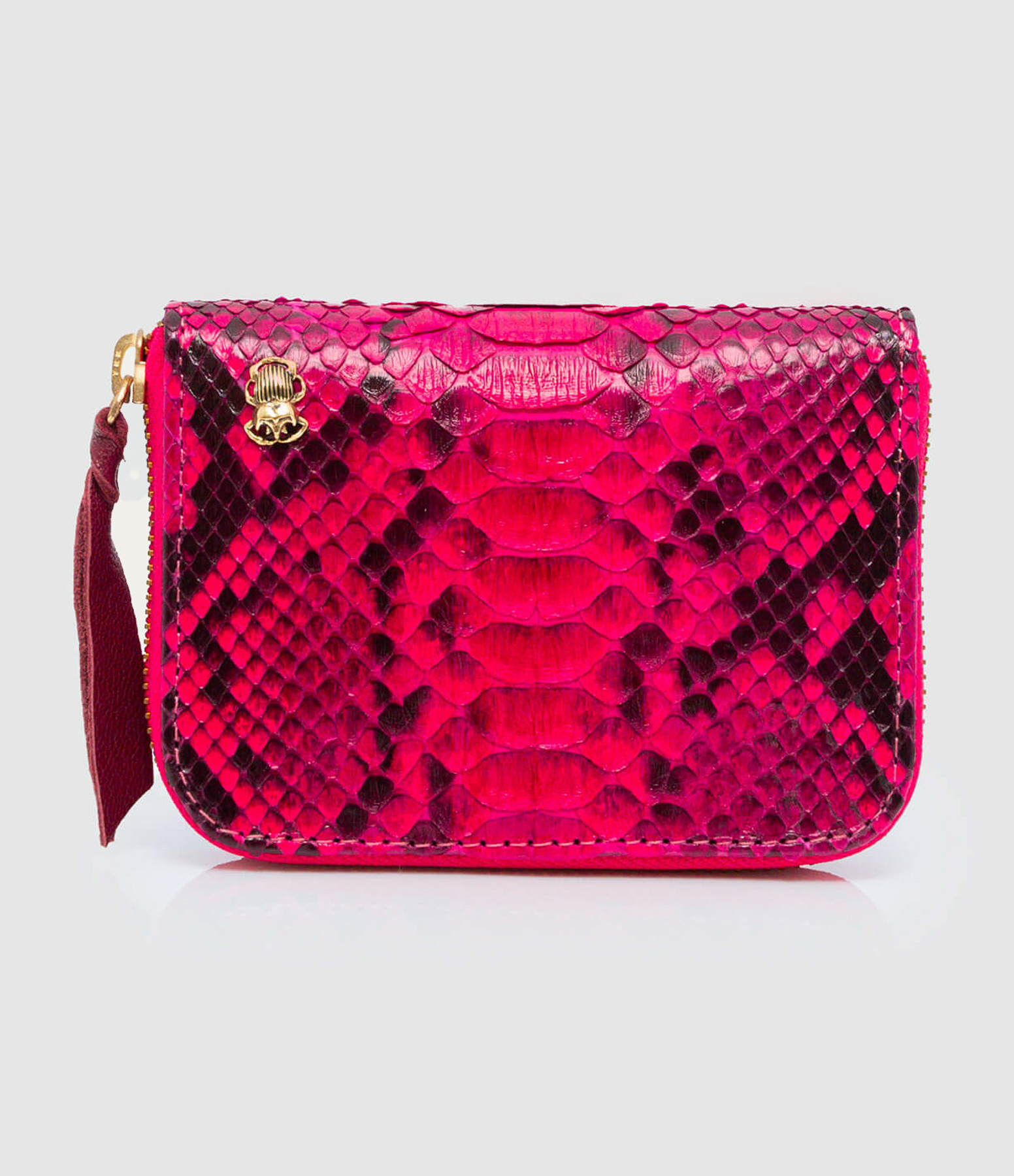 CLARIS VIROT - Portefeuille Mini Bob Python Celosia Rose
