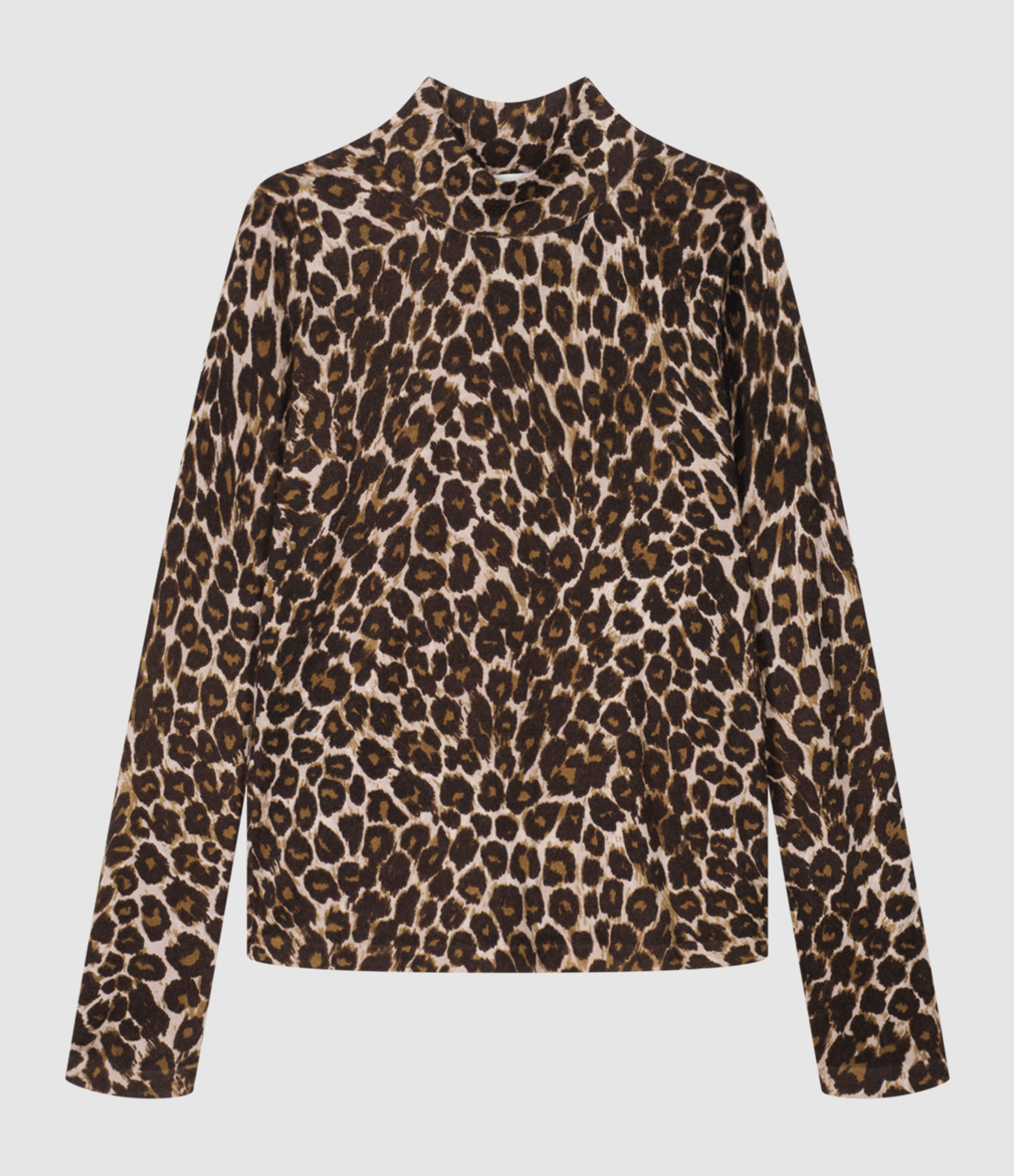 ERIC BOMPARD - Pull Col Montant Ultra Fin Imprimé Léopard Chocolat