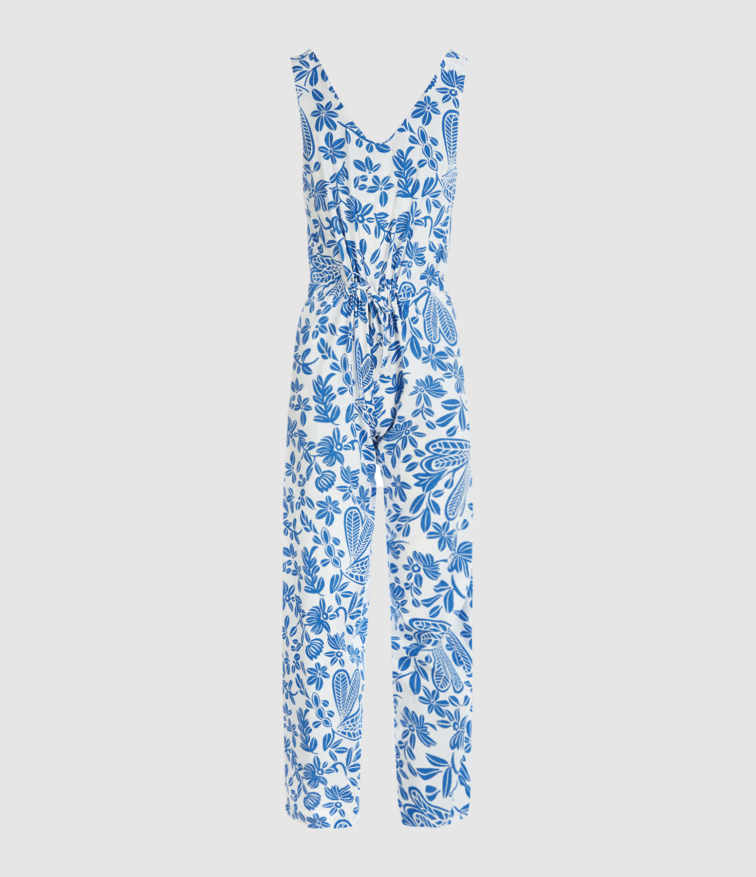MODETROTTER - Combinaison Céline Fokis Coton Lin Imprimé Bleu