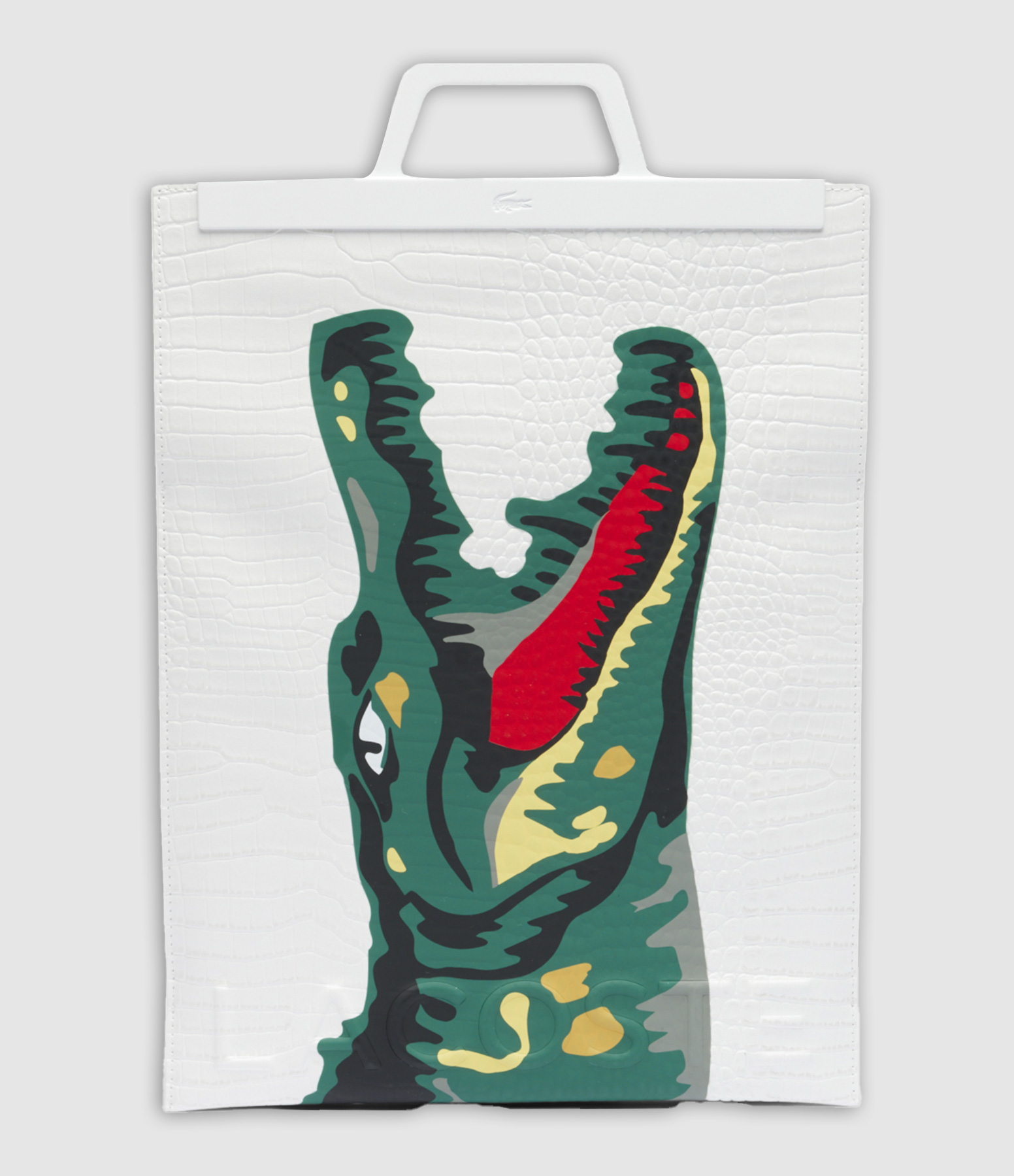 LACOSTE - Cabas Big Croco Print Blanc Collection Défilé SS25