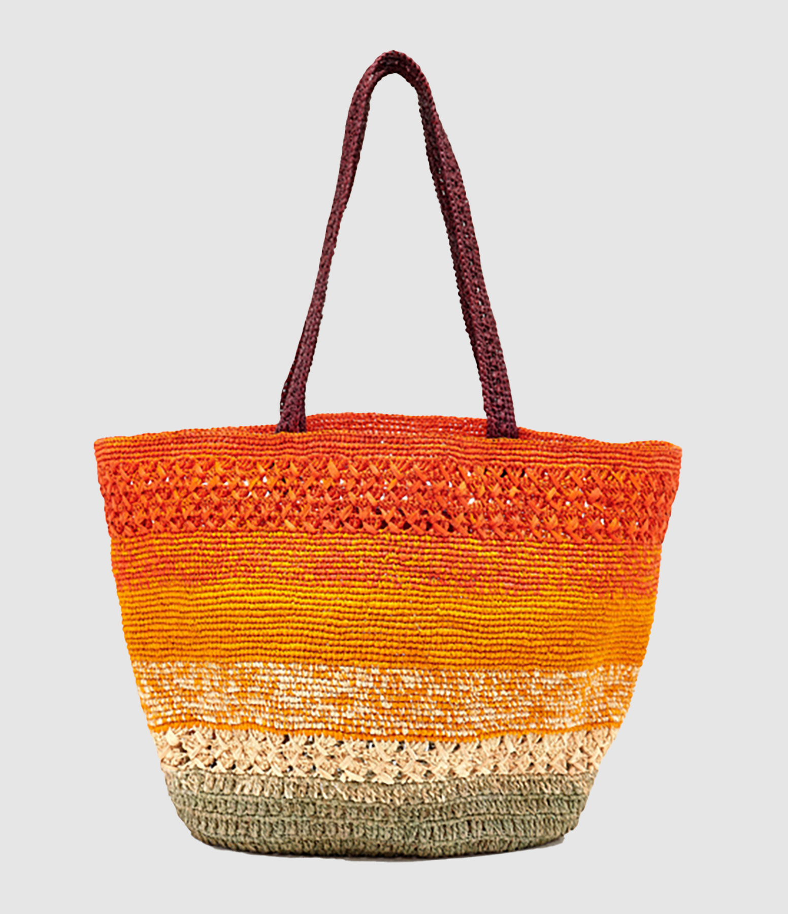 CLARIS VIROT - Panier Stella L Raphia Arc-en-ciel Orange