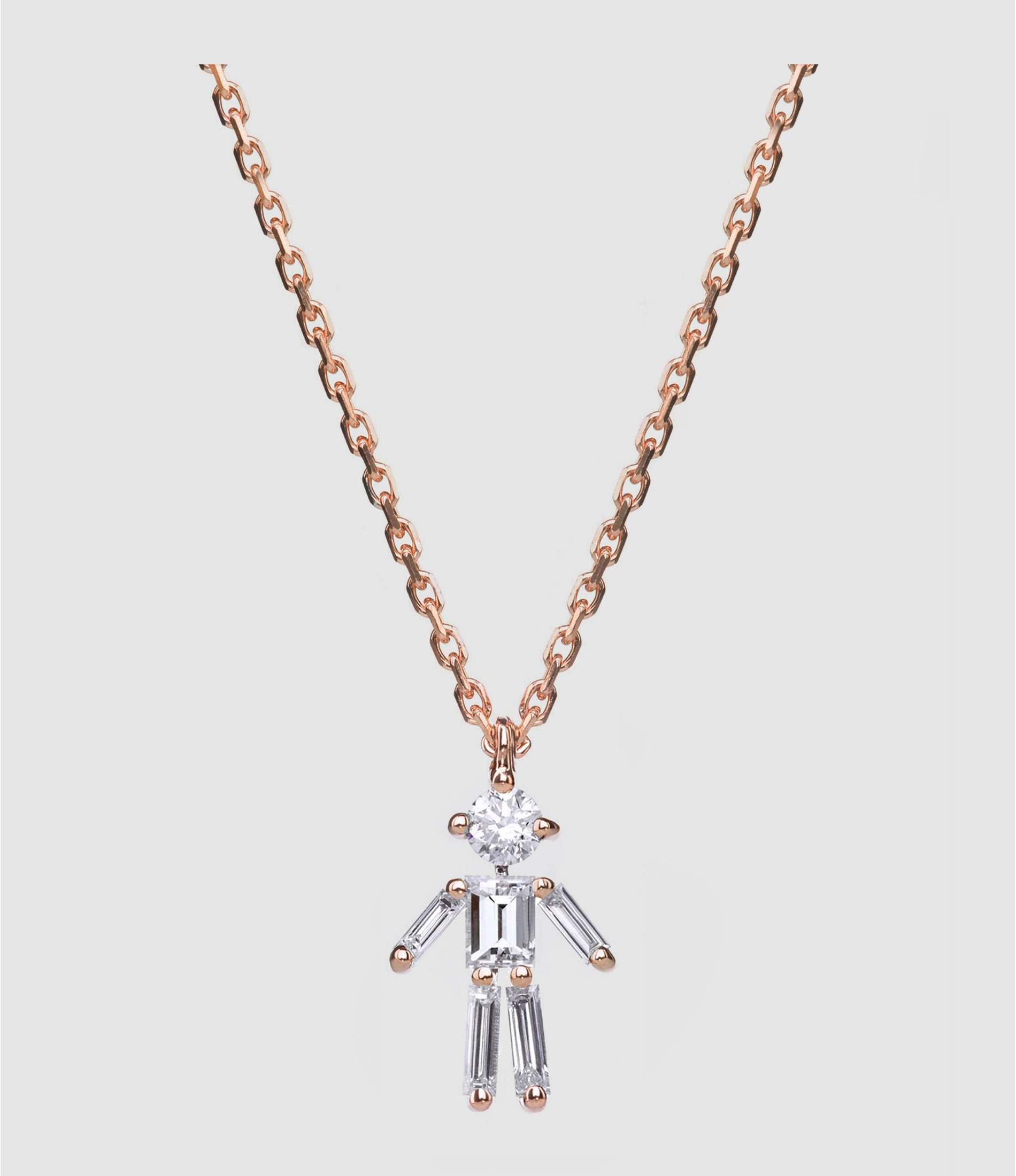 LITTLE ONES - Collier Emblématique Mini Garçon Or Rose Diamants