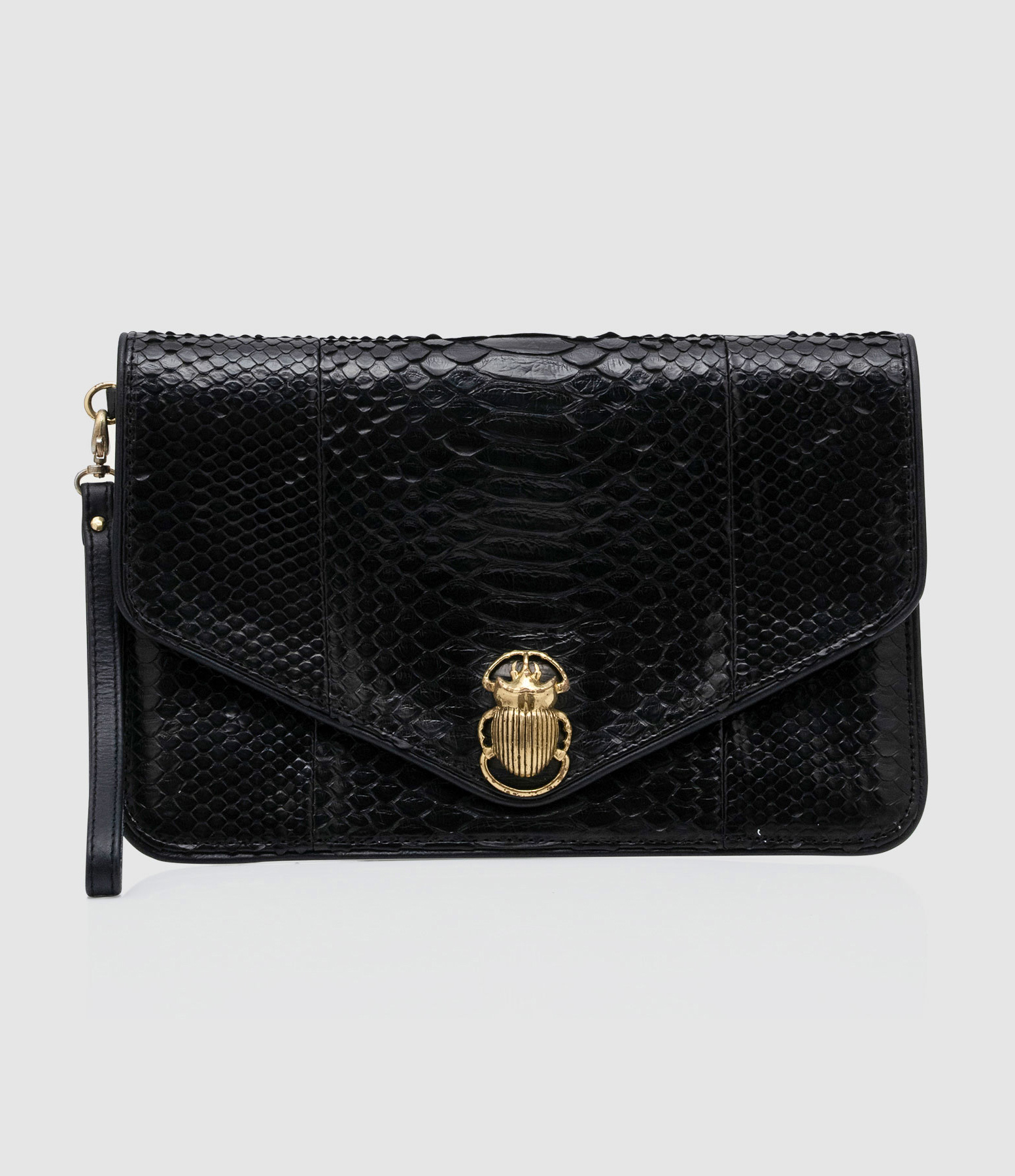CLARIS VIROT - Pochette Python Alicia Noir