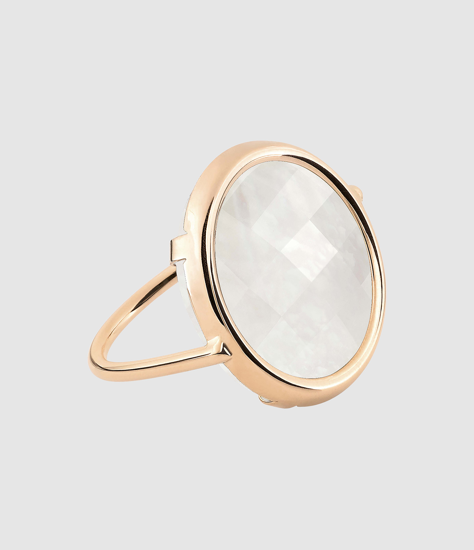 GINETTE NY - Bague Pixie Disc Pierre de Lune Blanche Or Rose