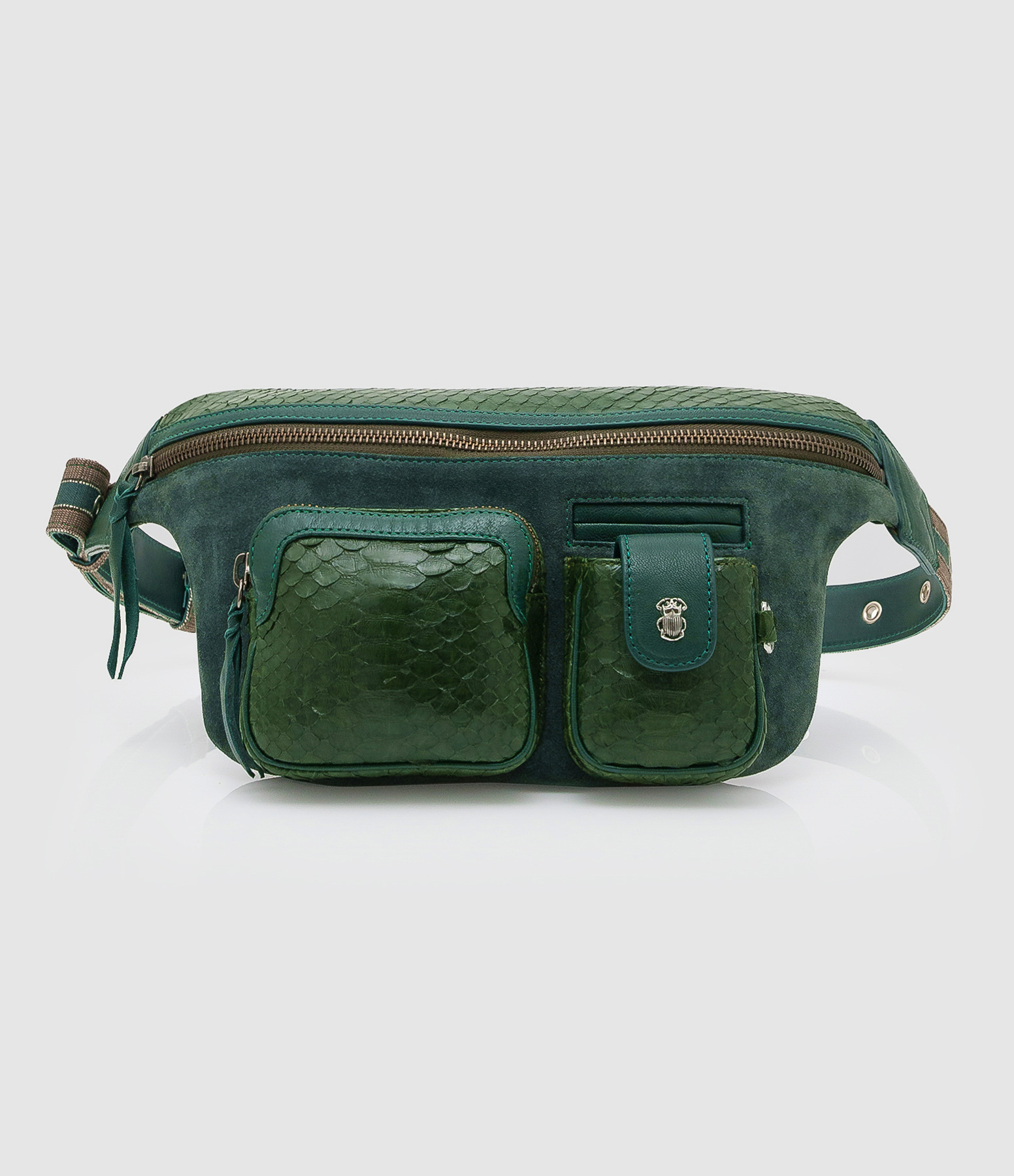 CLARIS VIROT - Sac Banane Python Romeo Vert Bronze