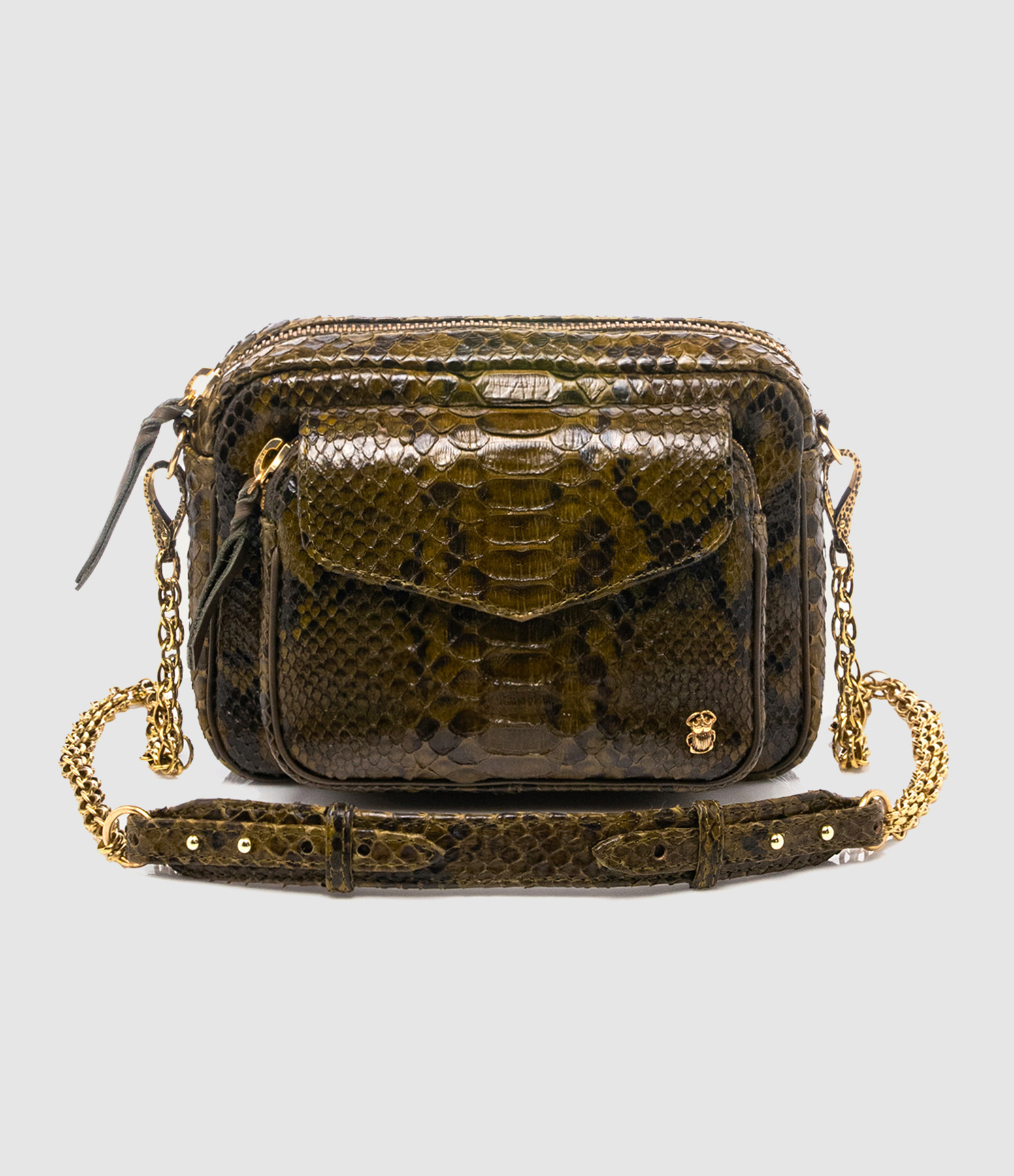CLARIS VIROT - Sac Charly Python Dark Kaki
