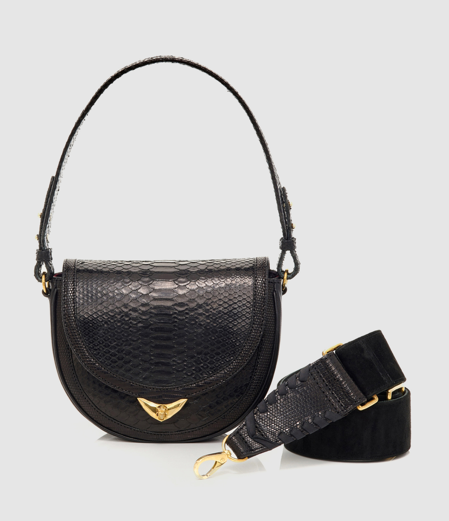 CLARIS - Sac Victoria Bandoulière Python Noir