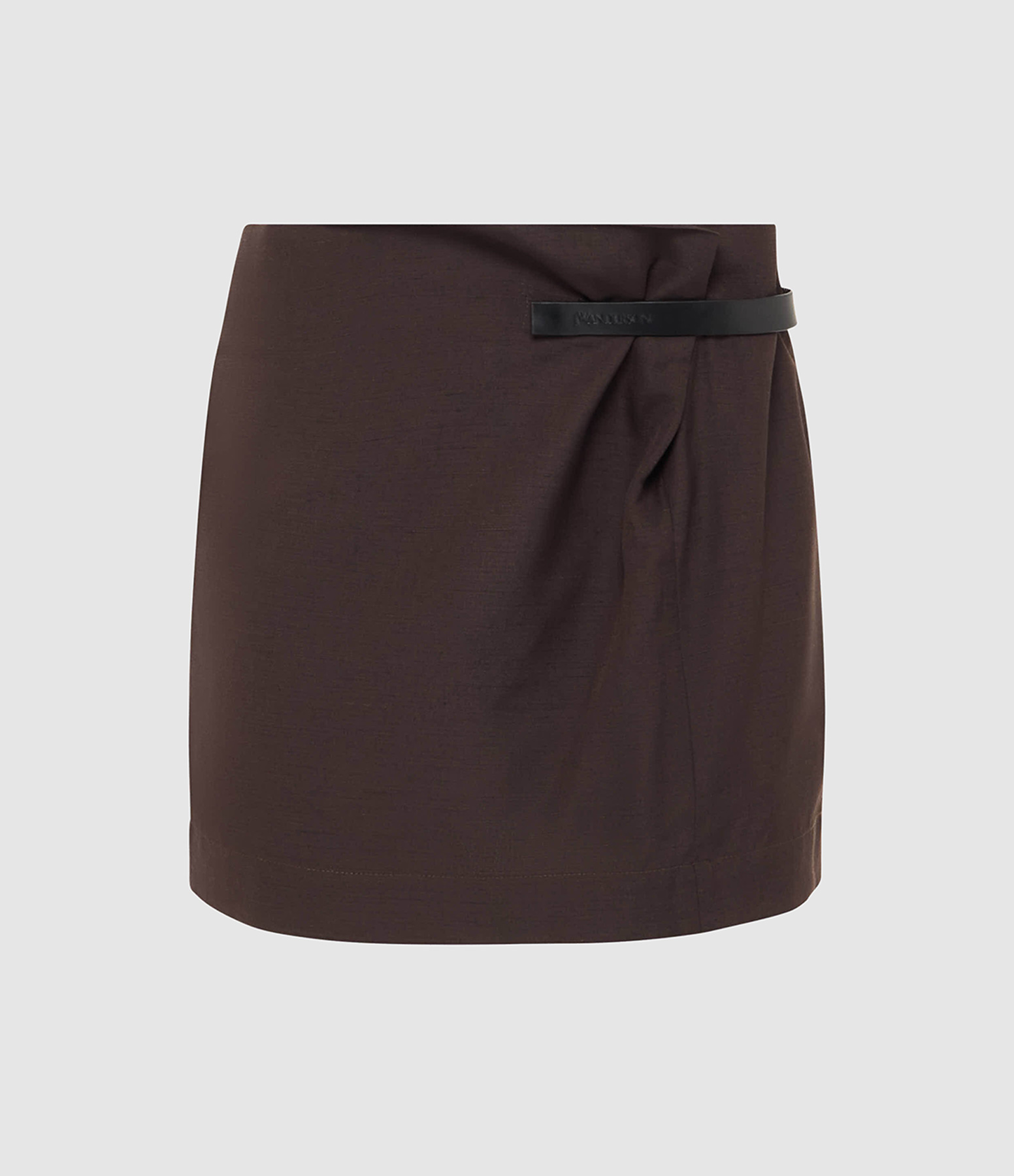 JW ANDERSON - Jupe Mini Leather Tab Dark Brown