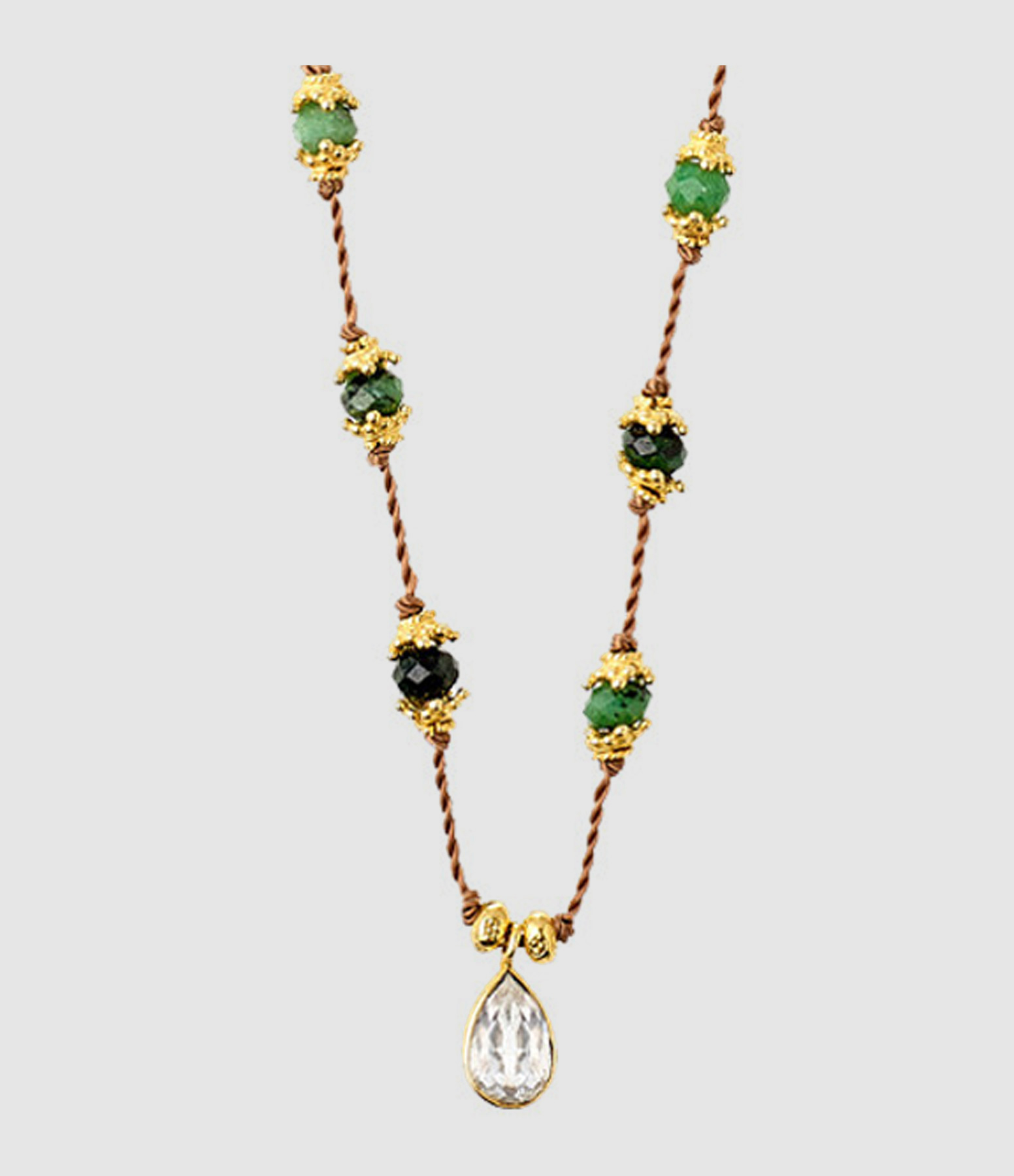 TITYARAVY - Sautoir Sriphala Talisman Crystal Roche Plaqué Or