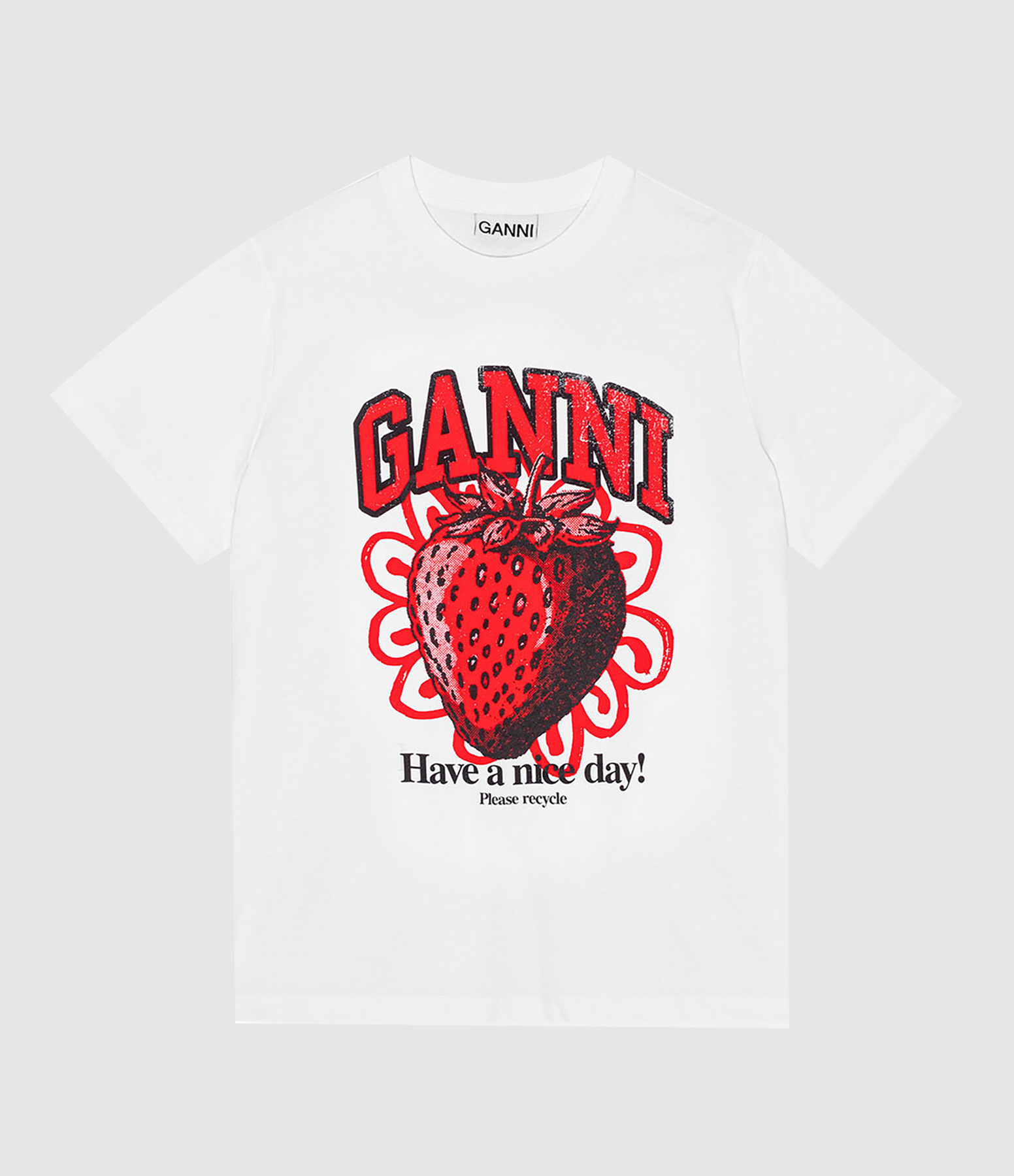 GANNI - Tee-Shirt Relaxed Blanc